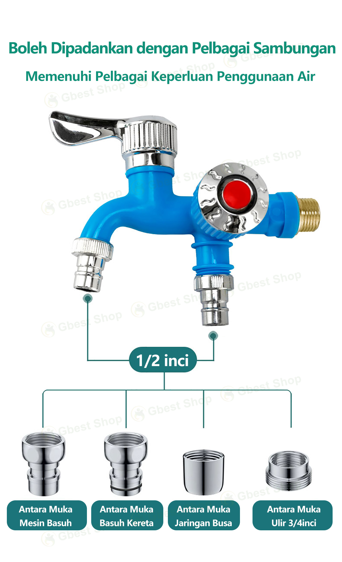 plastik faucet 2 way washing machine bathroom shower toilet faucet twin ...
