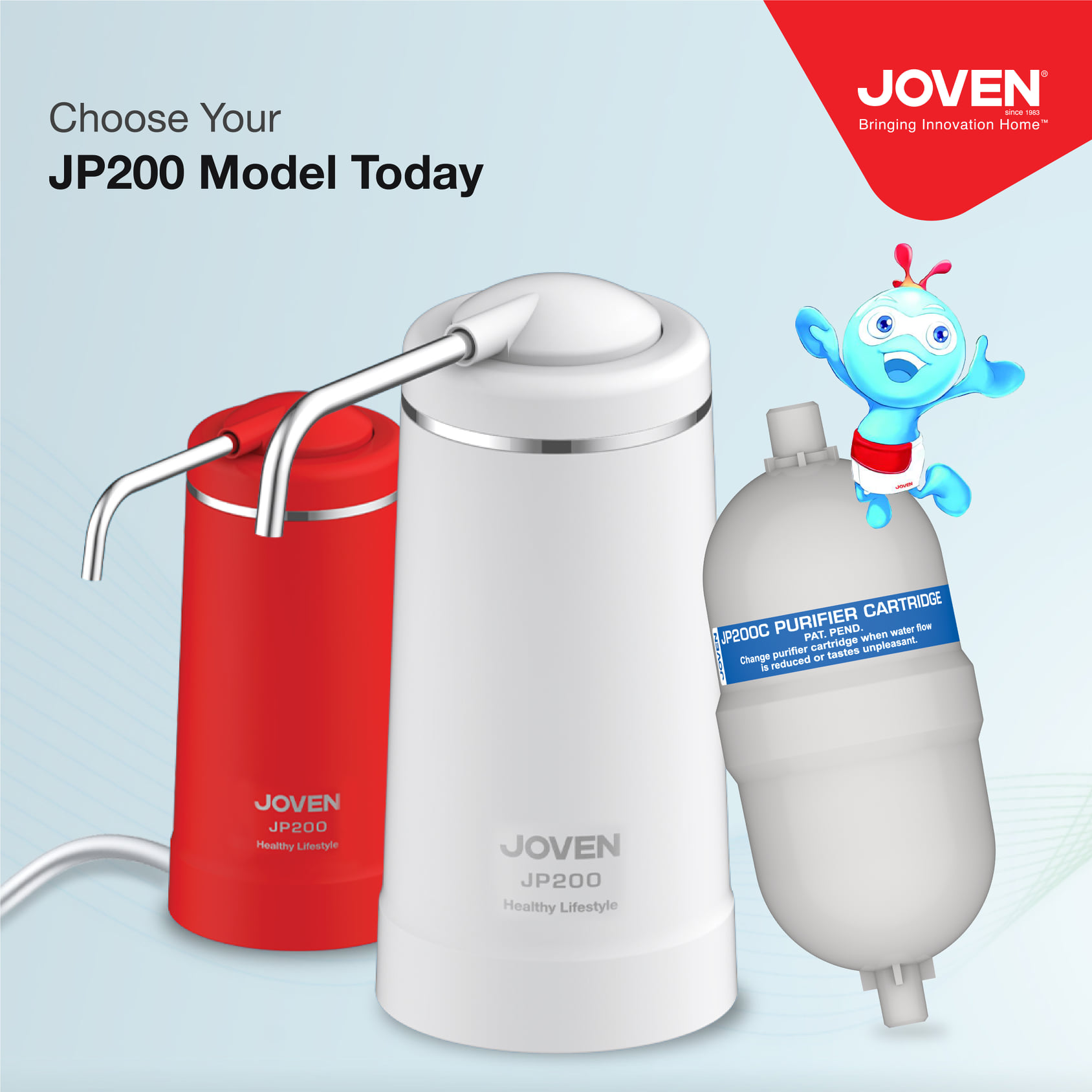 【EXTRA CARTRIDGE JP200C】Joven JP200 Water Purifier (WHITE / RED) 3 ...