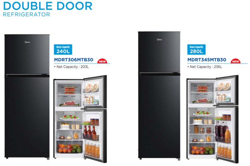 MIDEA 2 Door Frost Free Refrigerator Fridge 200L 240L 280L MDRT267MTB30 ...