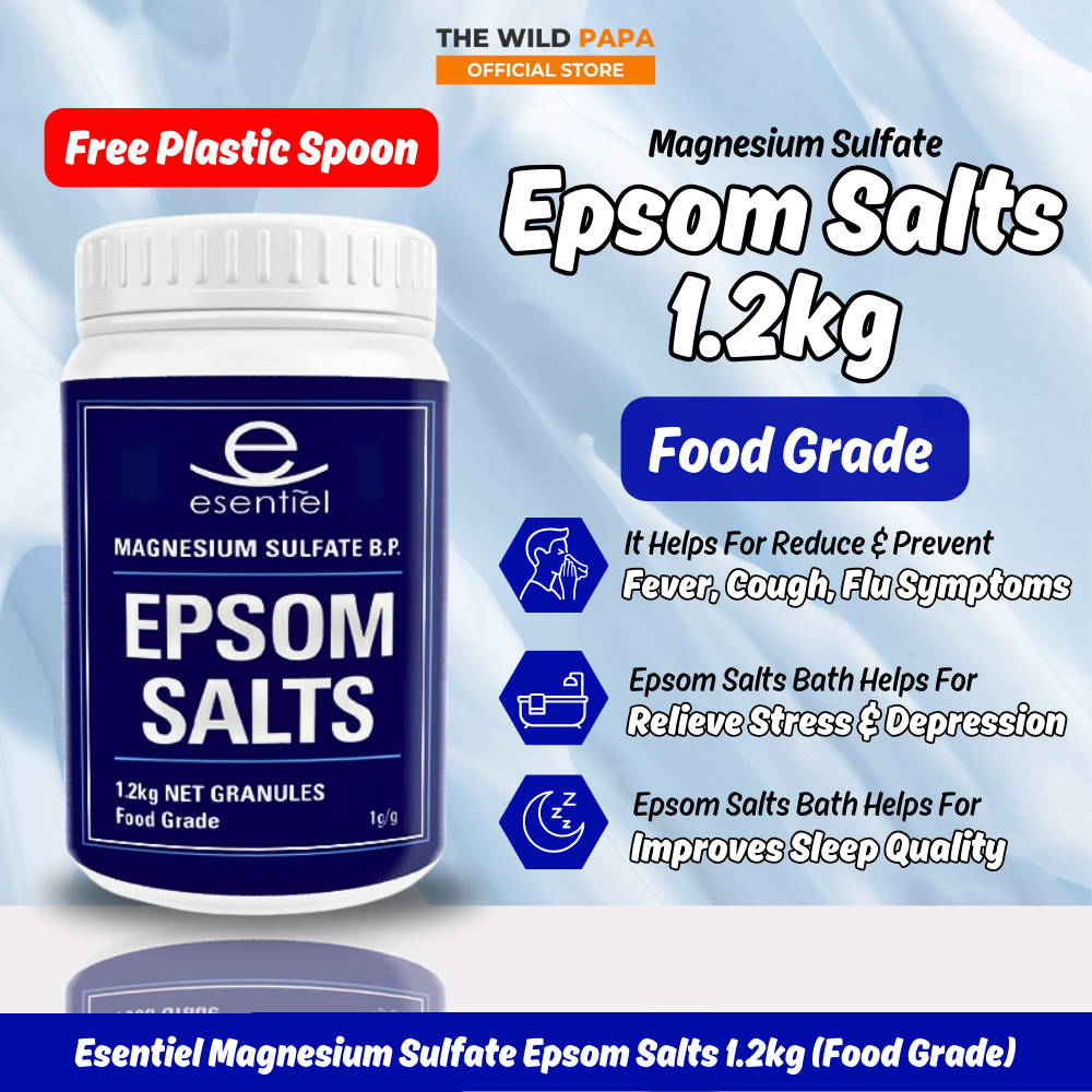 Esentiel Epsom Salts (Magnesium Sulfate) 375g/1.2kg Food Grade Epsom ...