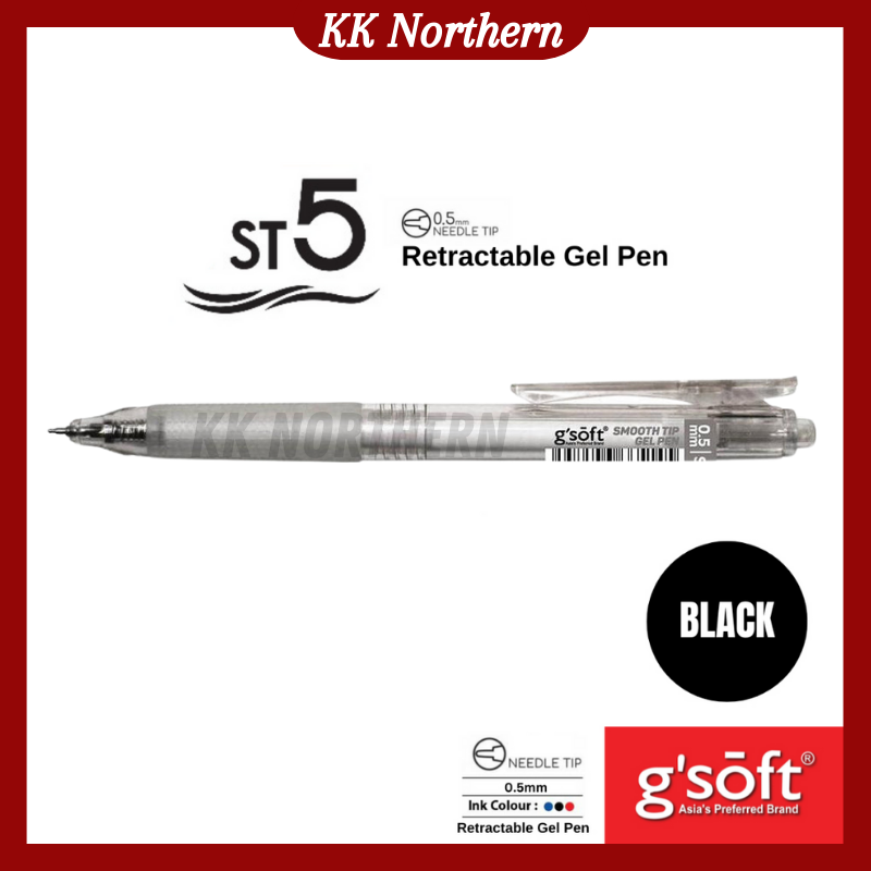 (G'soft) ST5 Gel Pen 0.5mm Retractable Gel Pen Needle Tip Smooth Gel ...