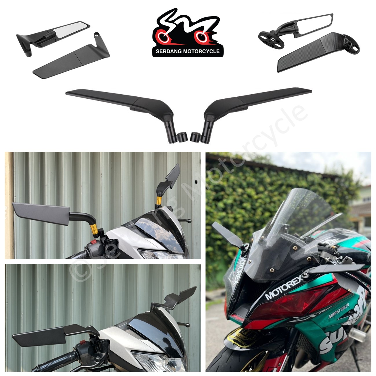 Winglet Side Mirror Cermin Sisi Stealth Wing Aero LC135 Y15 Y16 Honda ...