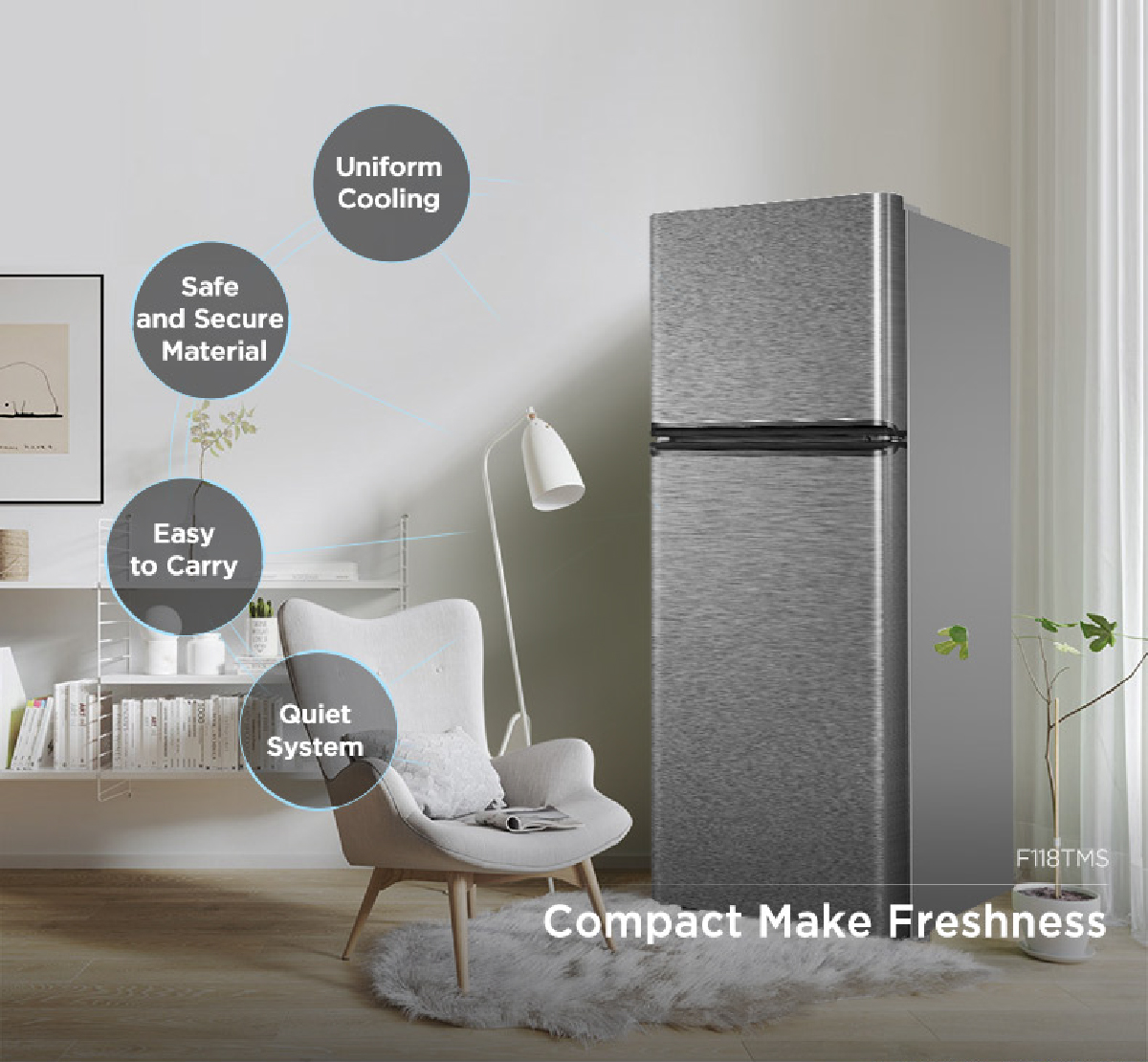 TCL 165L Two-Door Top Mounted Mini Refrigerator for Small Family Size ...