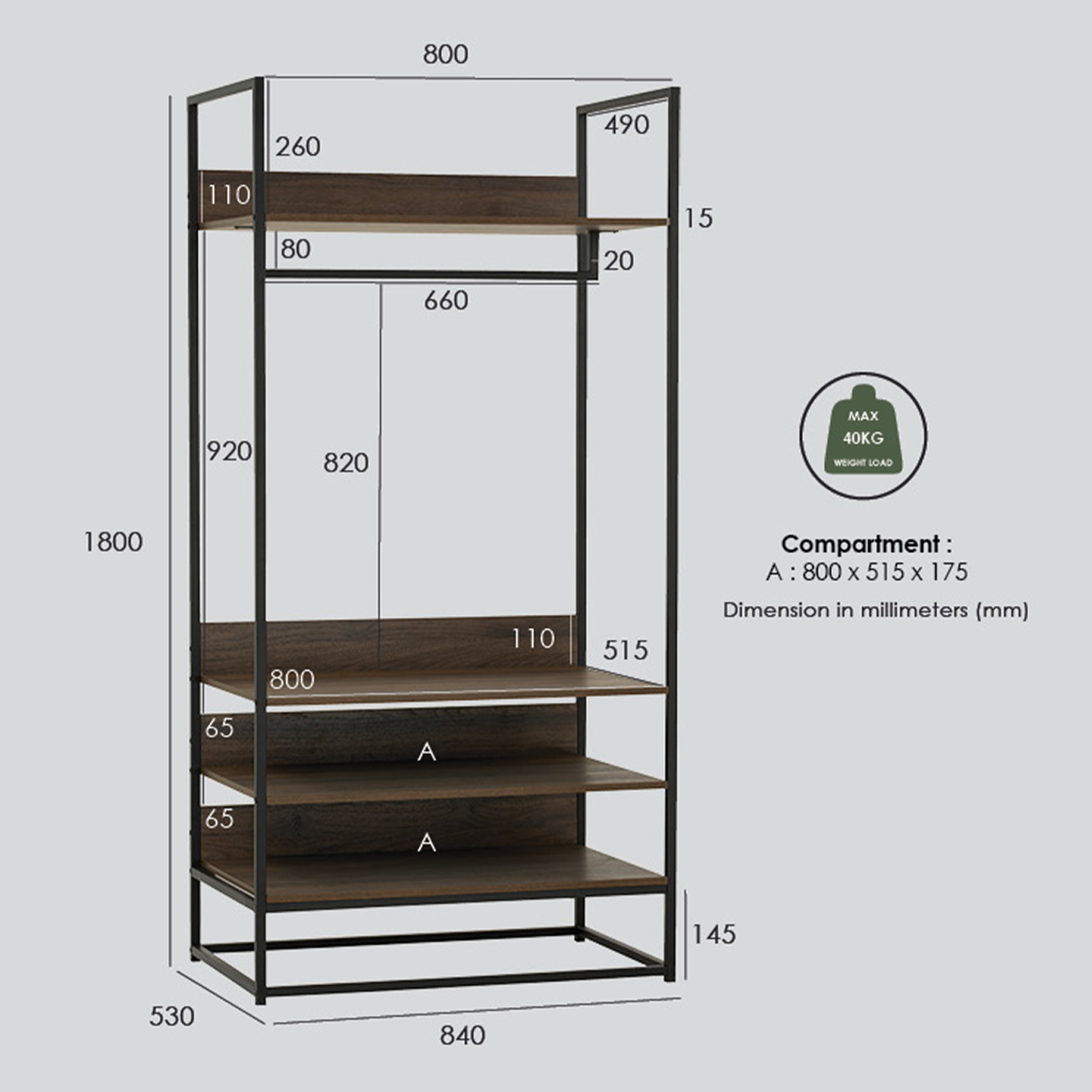 HOMATRIX Open Shelf Wardrobe Storage Cabinet Without Door Modern Almari ...