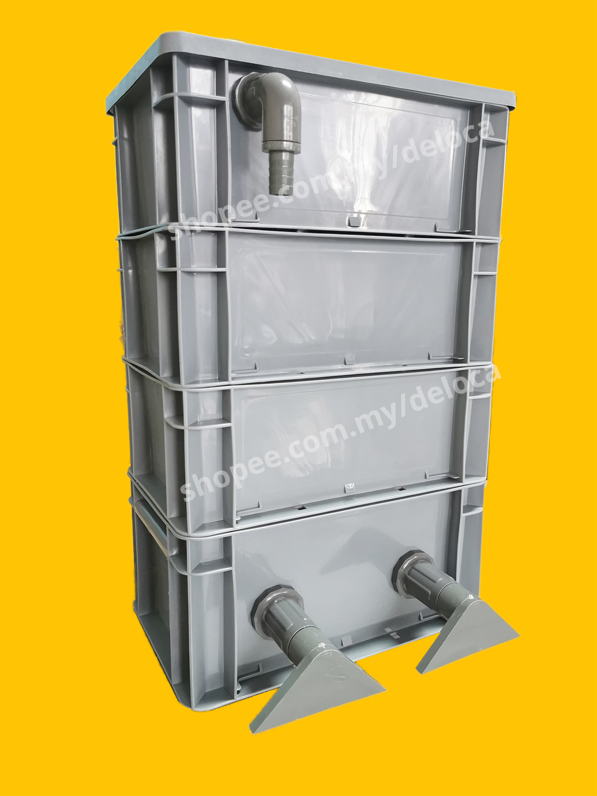 Aquarium Filter Box 4-Tier Indoor Outdoor Aquarium Filteration Box Fish ...