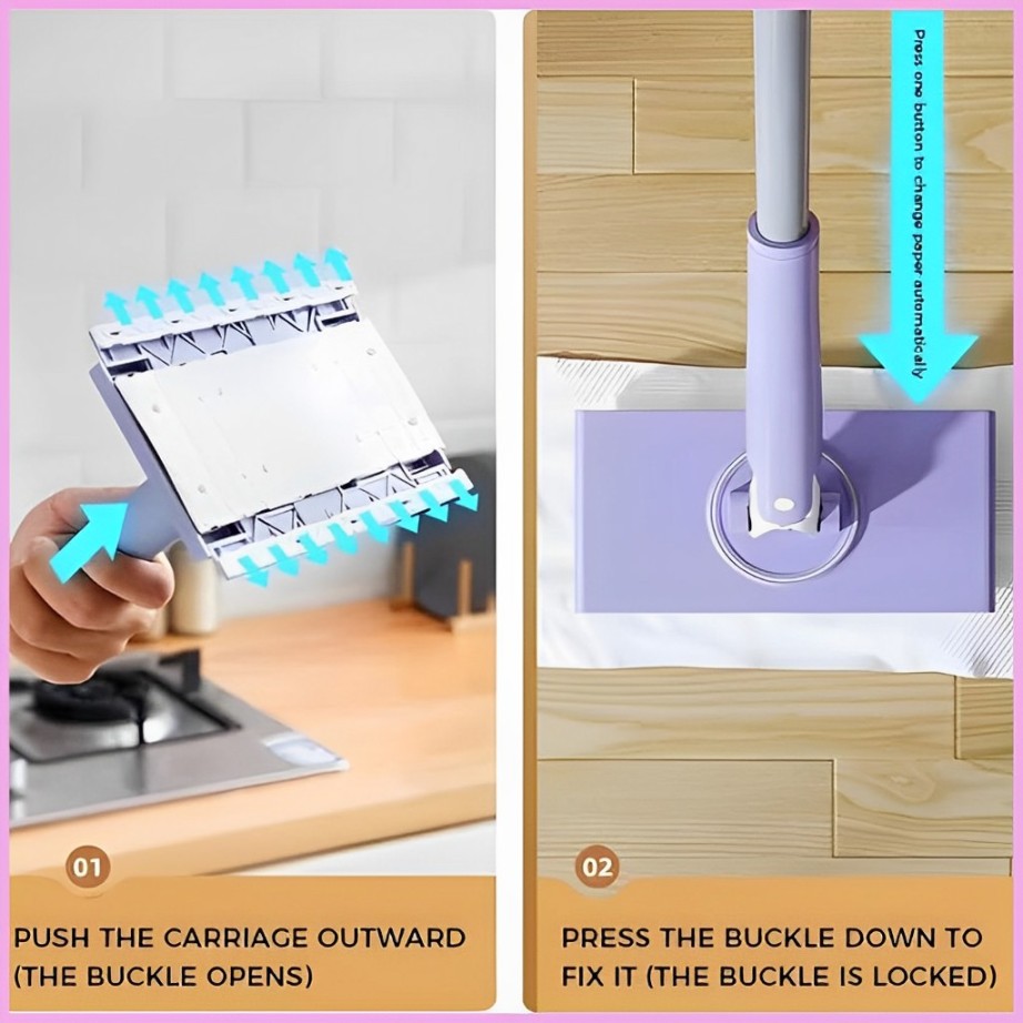 Portable Mini Mop 90cm Automatic Paper Towel Changing Mop Face Towel ...