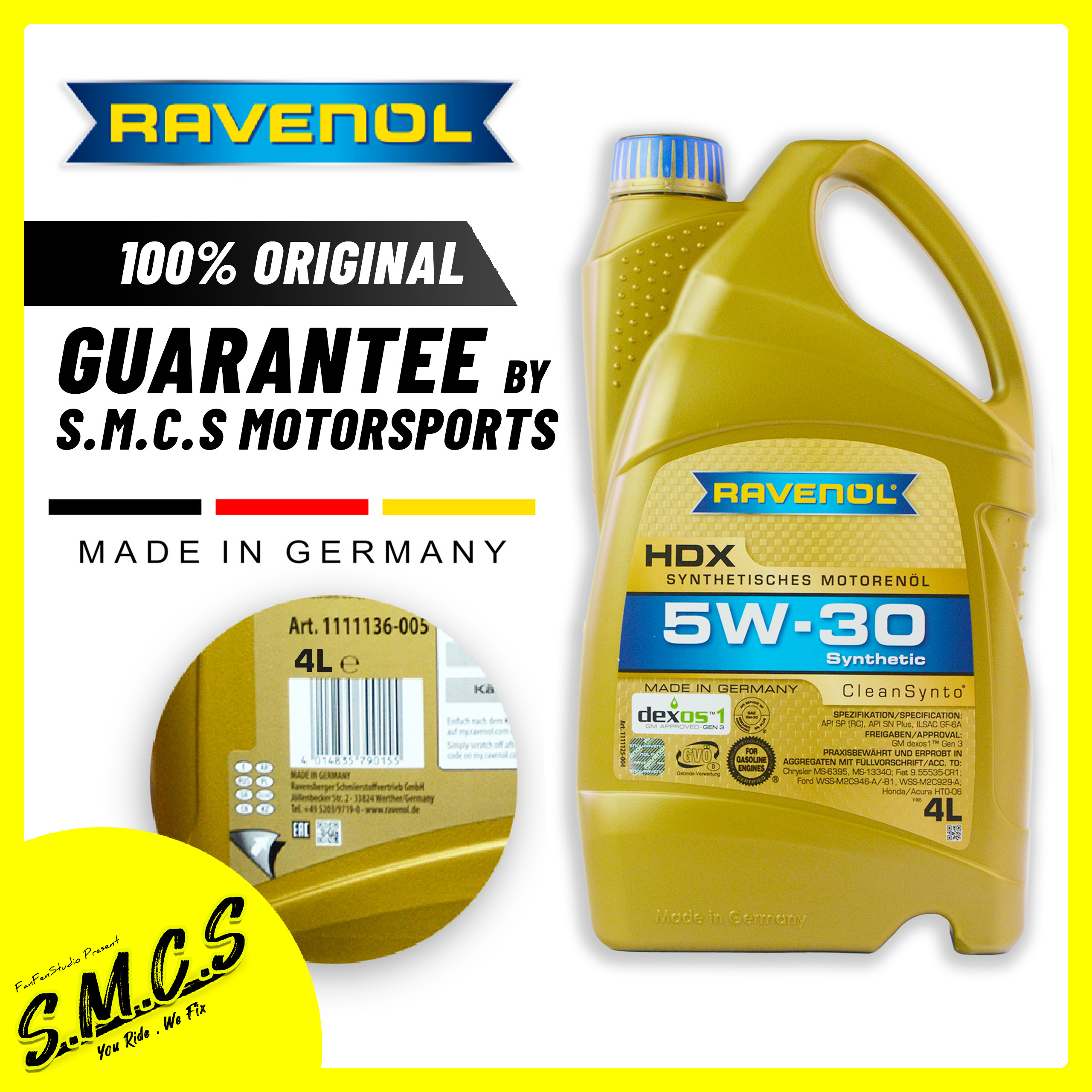 RAVENOL HDX SAE 5W-30 CleanSynto® [4L] Synthetic Engine Oil 100 ...