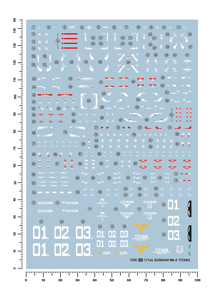 (Artisan's Club) Waterslide Decal - RG 1/144 Mk-II Titans Black RX-178 ...