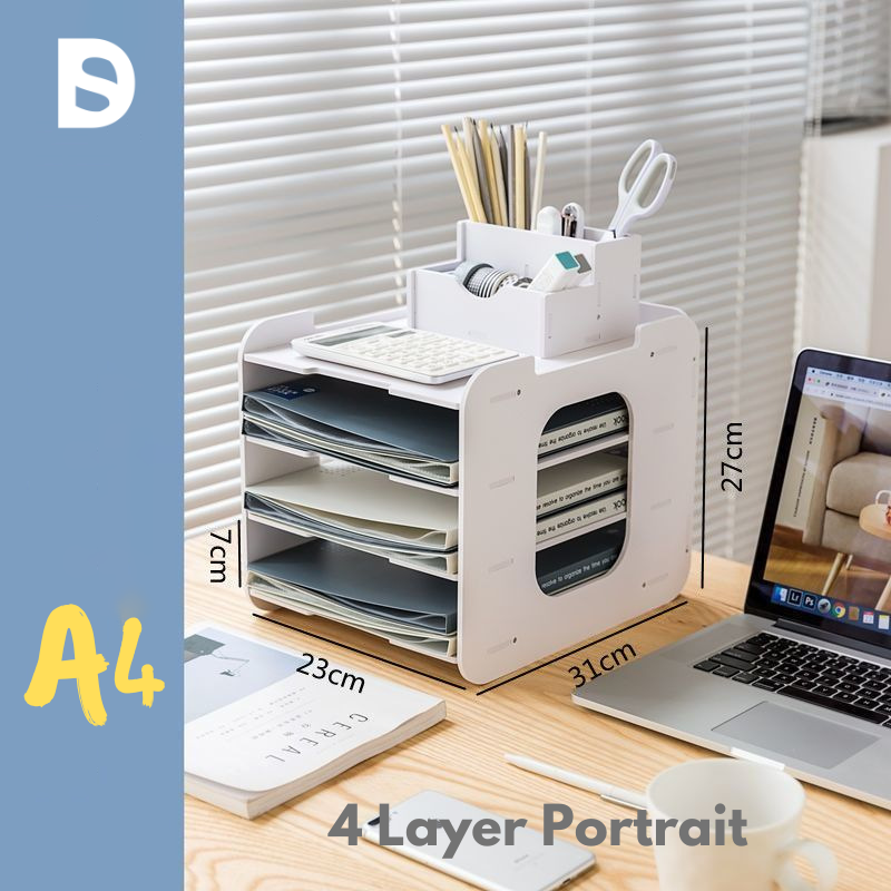 🇲🇾A4 Document Rack Paper Tray Multi Tier File Desk Organizer Files ...