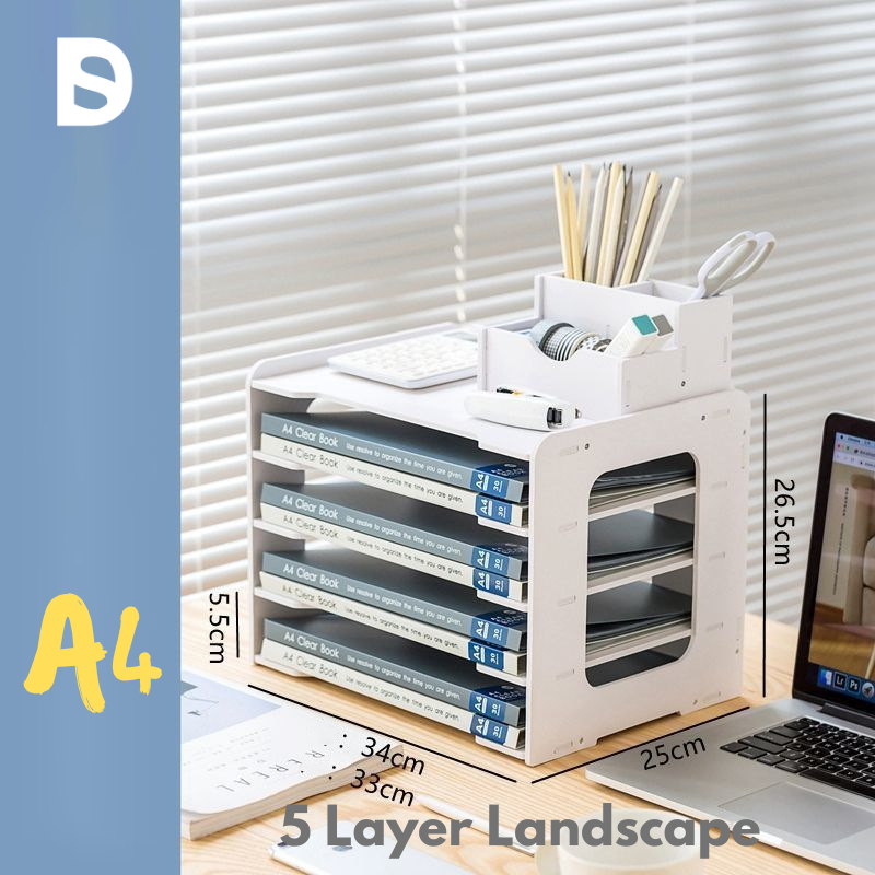 🇲🇾A4 Document Rack Paper Tray Multi Tier File Desk Organizer Files ...