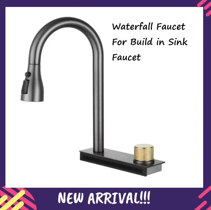 Waterfall Faucet For Build in Sink Faucet Pull Out Water Tap Mixer Tap ...