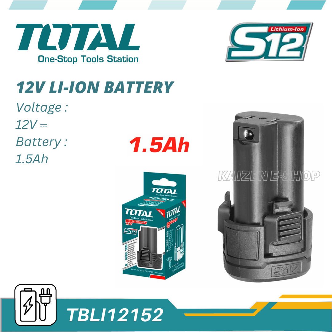 TOTAL TBLI12152 / TBLI12153 (Type-C) Li-ion 12V Battery Pack | Shopee ...