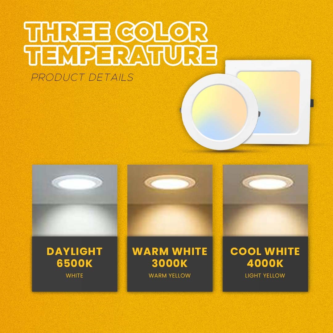 3 COLOR LED DOWNLIGHT 12W/18W/24W ROUND/SQUARE RECESSED LED PANEL LIGHT ...