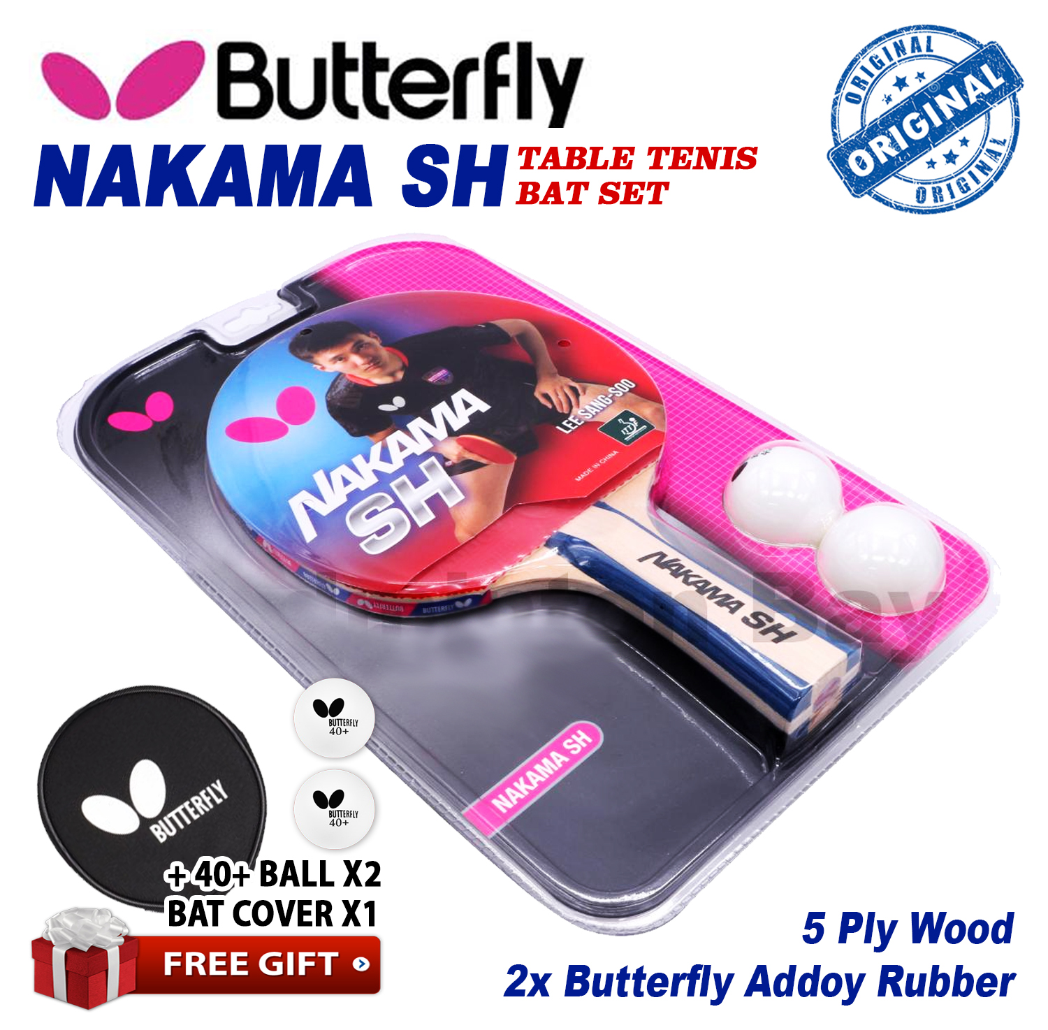 Butterfly Nakama SH Table Tennis Bat Set Handshake Tournament Ping Pong ...