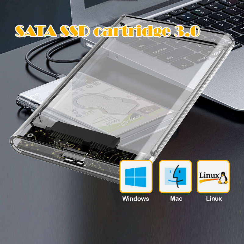 External Hard Disk Case 2.5 inch Free SATA to USB 3.0 Cable Transparent ...