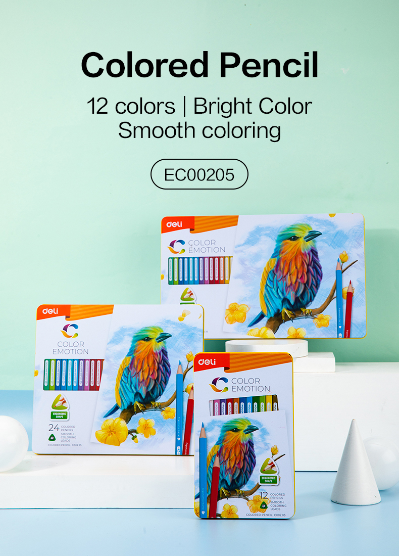Deli Color Emotion Colour Pencils with Iron Case Color Lead (12/24/36 ...