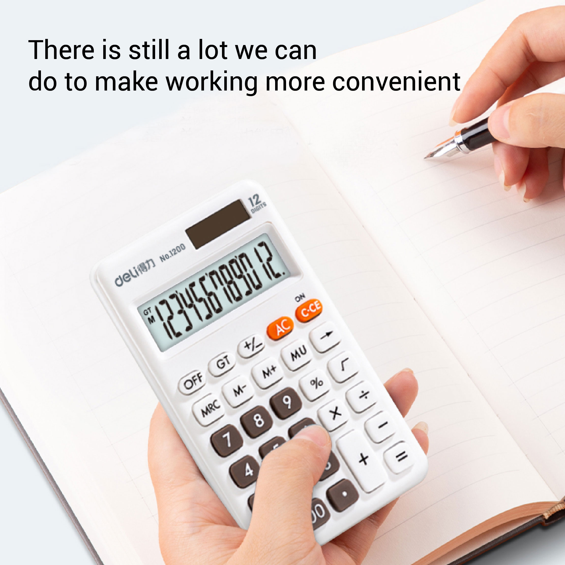 Deli Desktop Calculator 12 Digit Dual Power Soft Lighting Display Blue 1200-BLU/1200-PINK/1200 ...