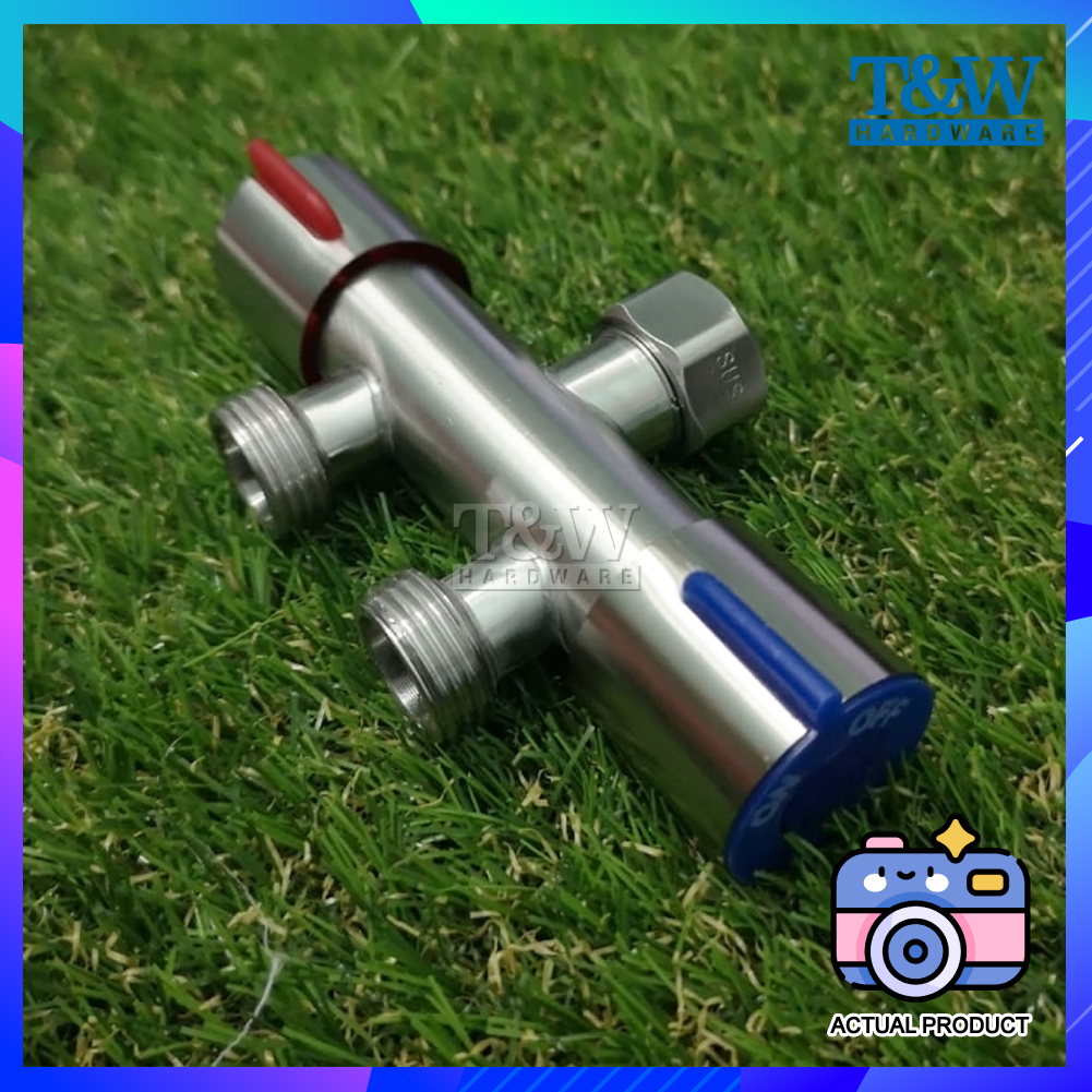 SUS304 Stainless Steel 2 Way Water Faucet Tap For Washing Machine ...