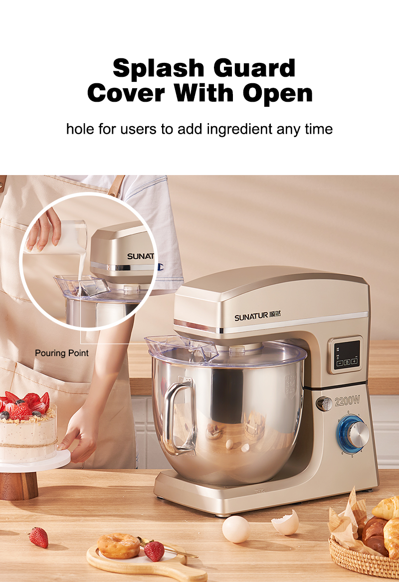 SUNATUR Heavy Duty Stand Mixer Commercial Dough Kneading Machine Multipurpose Large Capacity ...