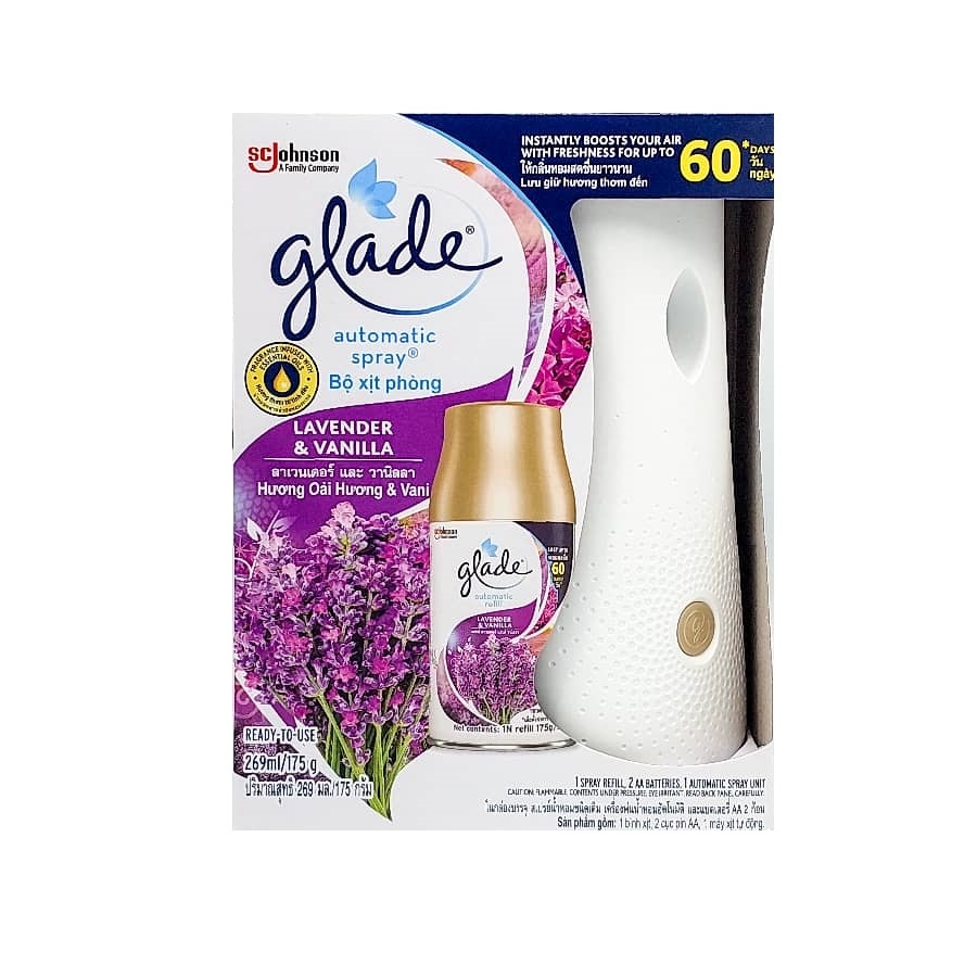 GLADE AUTOMATIC SPRAY SET 269ml/175g [1 SPRAY REFILL, 2 AA BATTERY, 1 ...