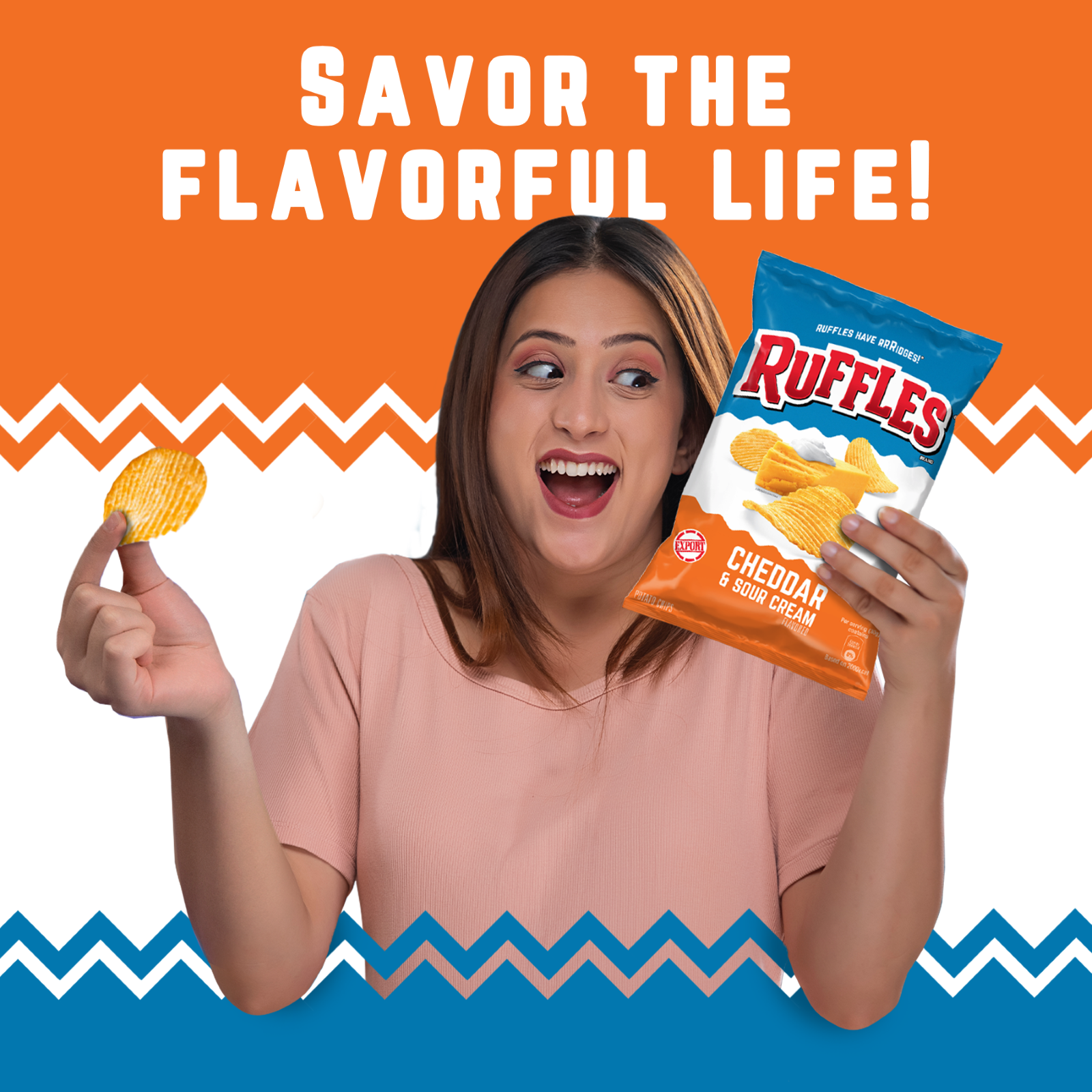 Ruffles Cheddar & Sour Cream 170g / Ruffles Kerepek Kentang Perisa ...