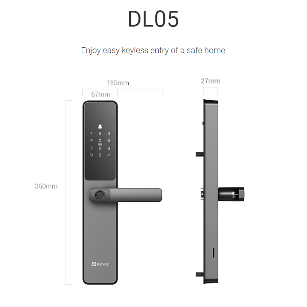Ezviz DL05 Smart Home Security Fingerprint Door Handle Lock Smart ...