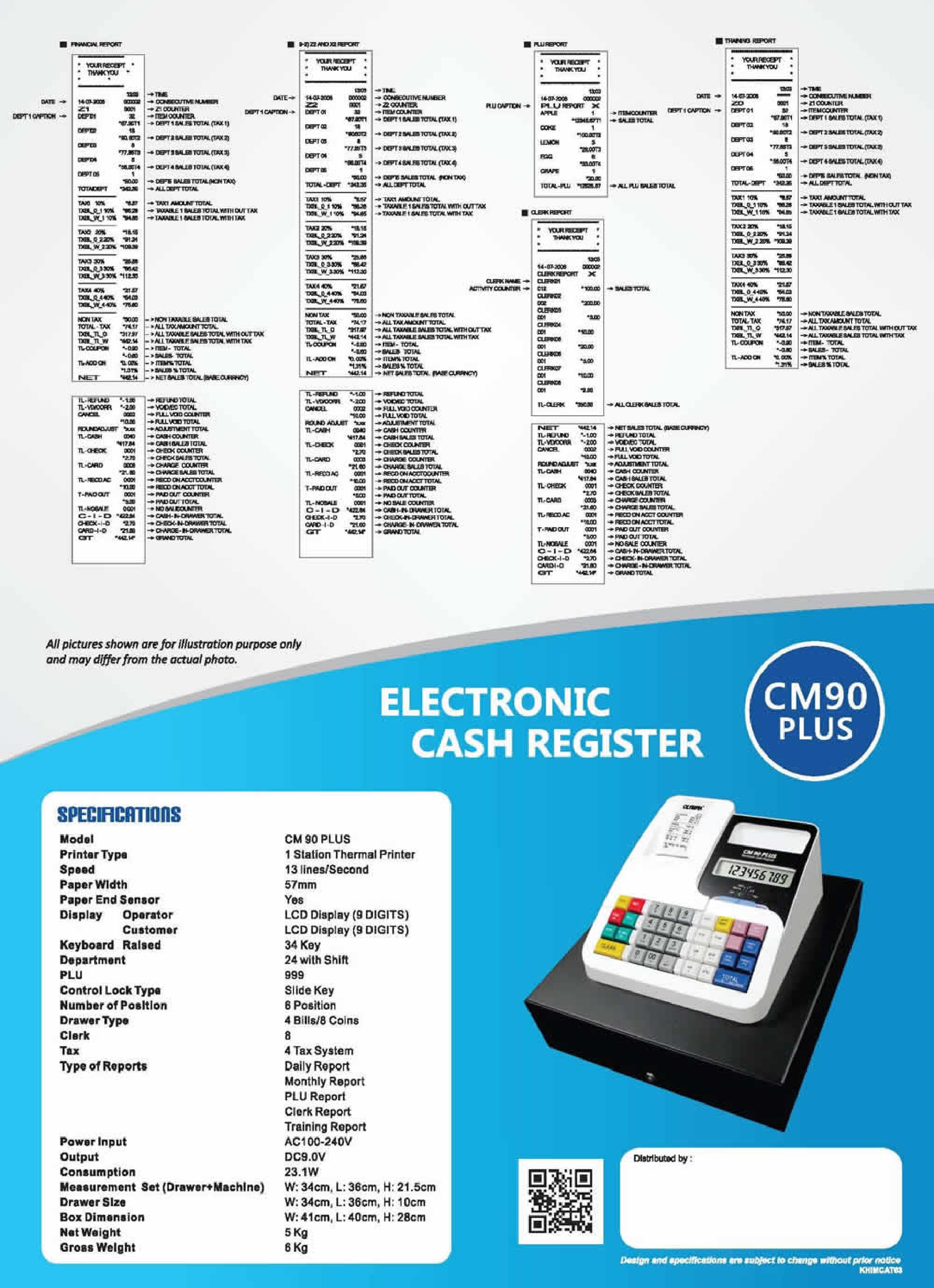 OLYMPIA CM90 PLUS / CM80 Plus Electronic Cash Register with 9 / 10 ...