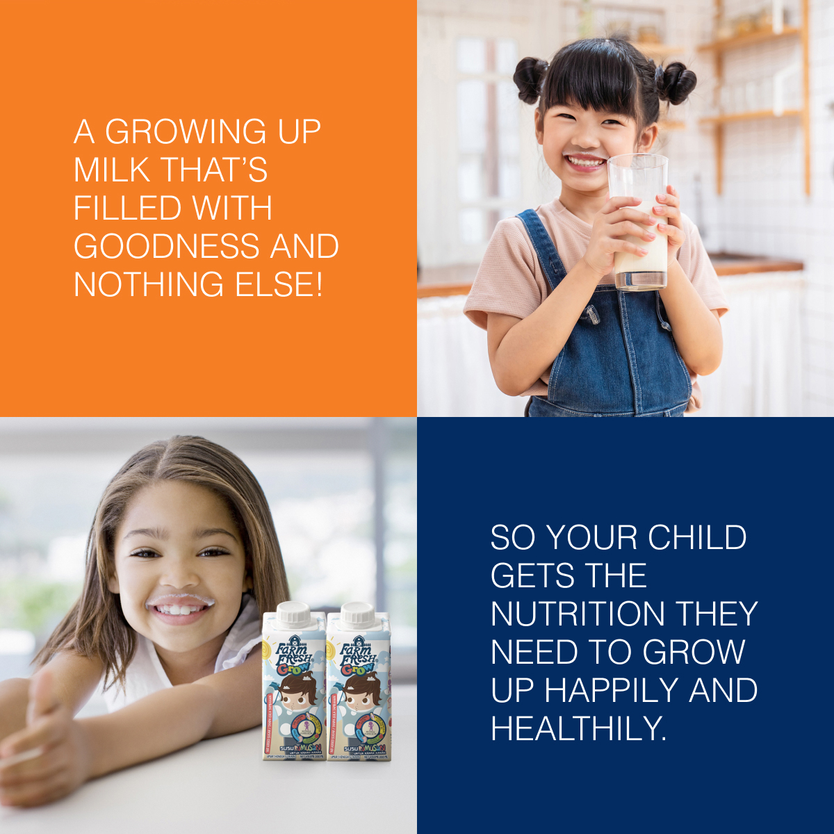 Farm Fresh Grow Formulated Milk 1-6 Years Old 200ml x 24 Packs (3 ...
