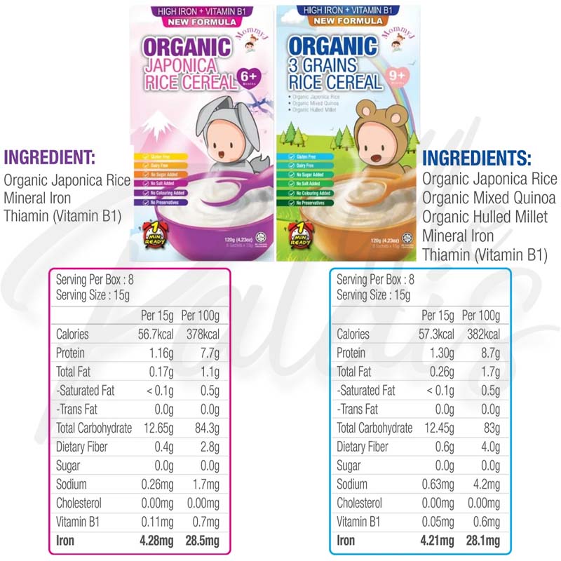 MOMMYJ Baby Food Instant Quick Meal Organic Rice Cereal/ Instant Porridge/ Stew Rice /Macaroni ...