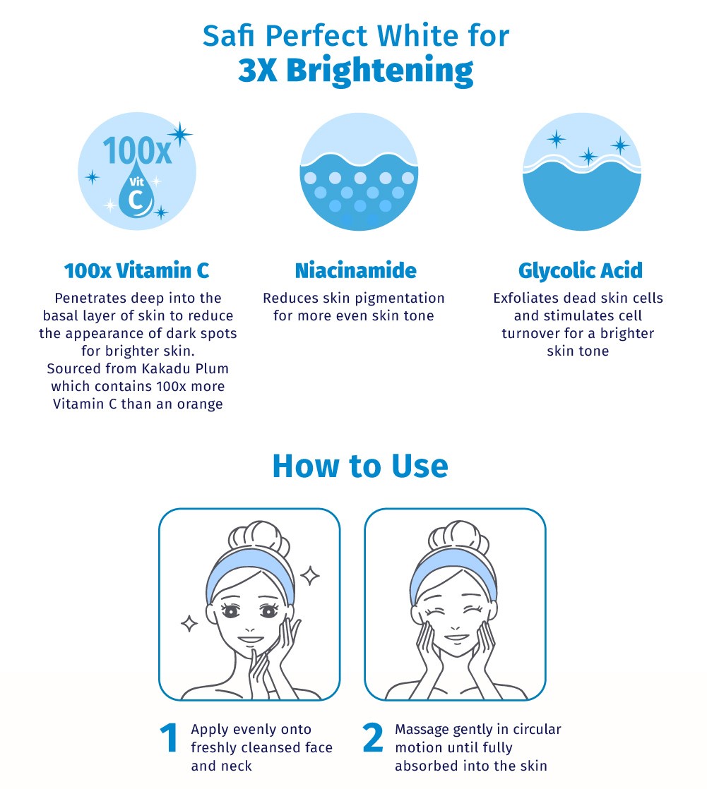 SAFI Perfect White 3x Brightening Beauty Cream 16g | 100X Vitamin C ...