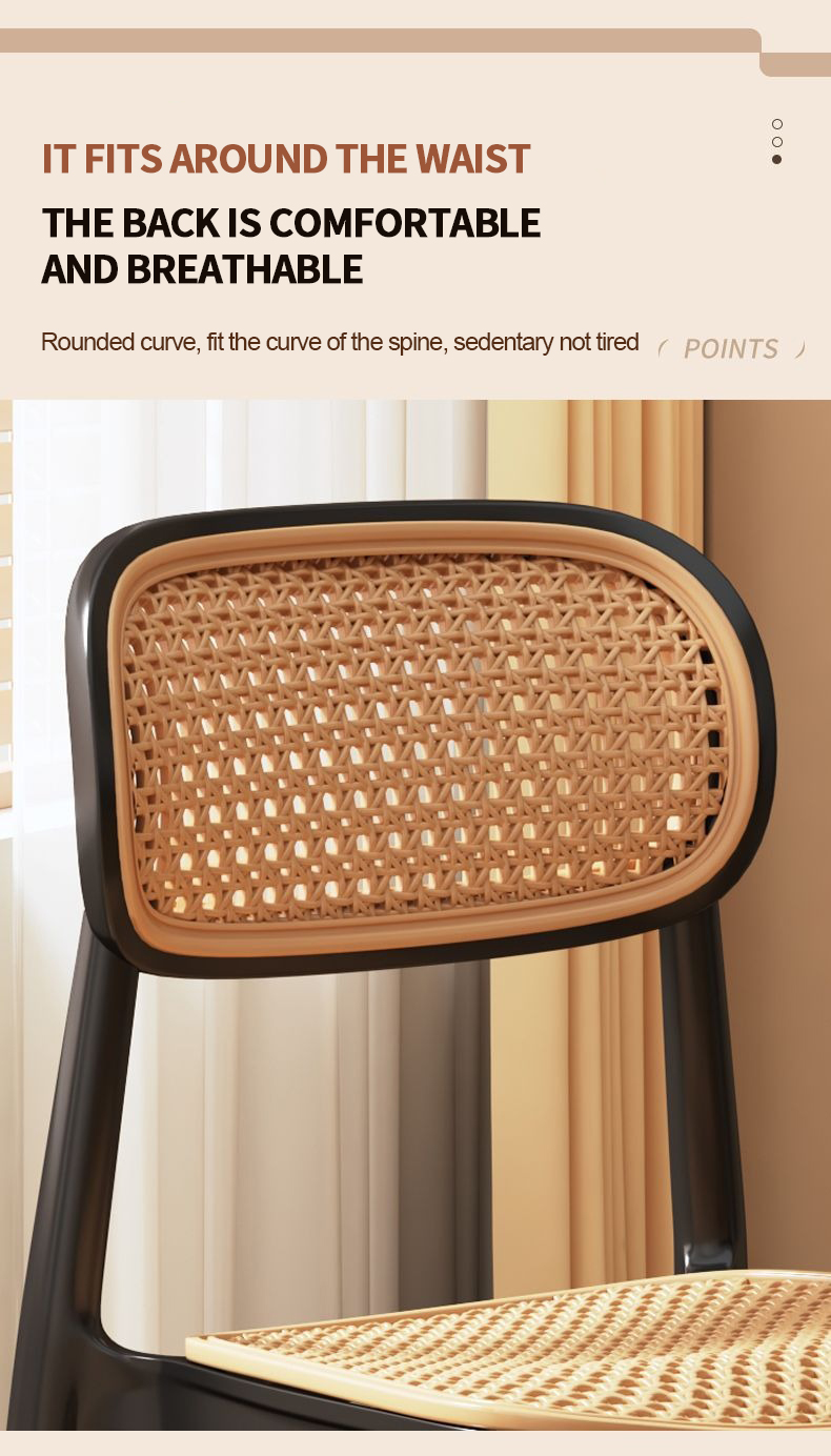 Nordic Rattan Plastic Stackable Chair Dining Chair Outdoor Leisure Back ...