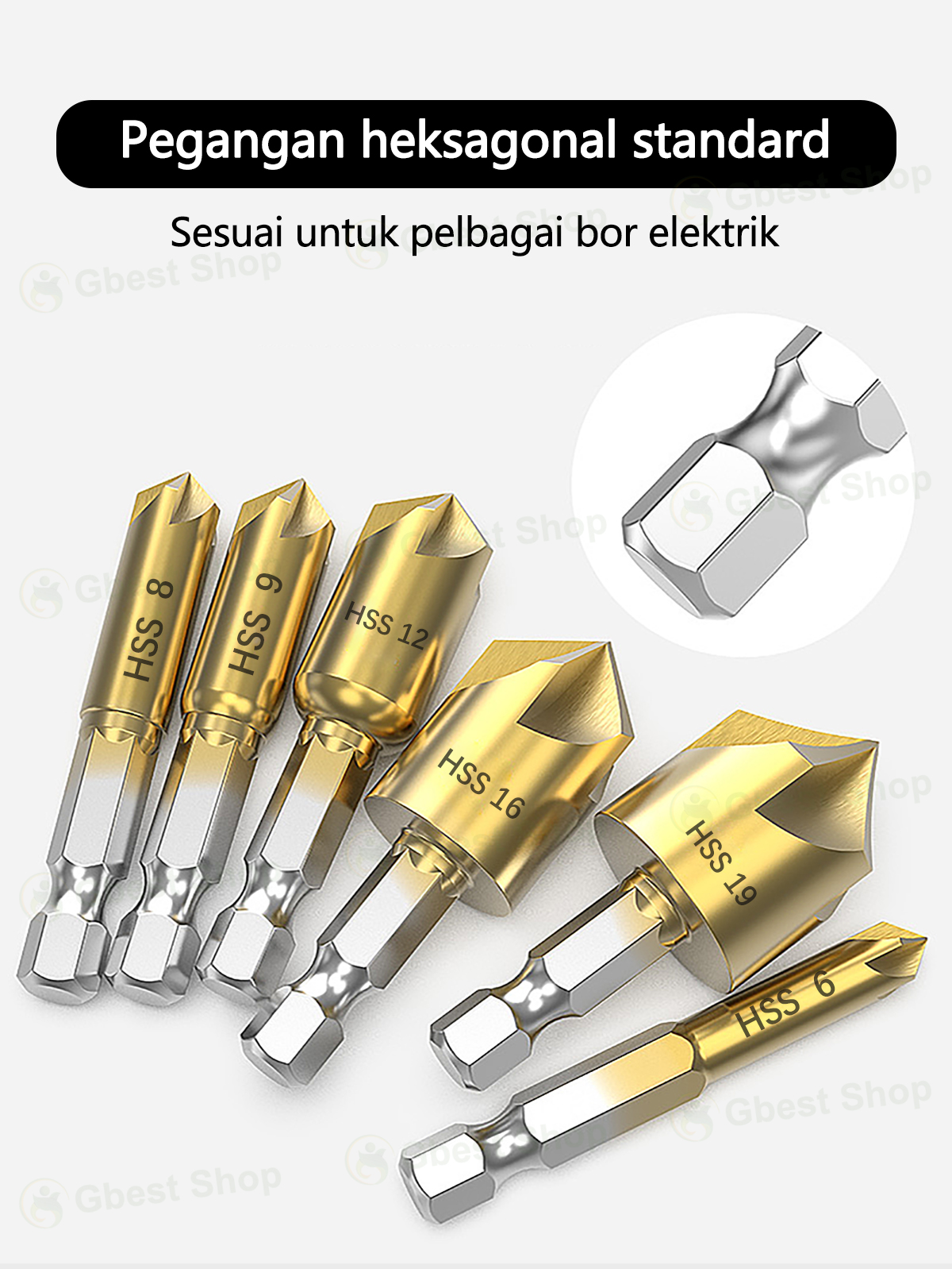 6pcs Chamfer Countersink Set 5 Flute Chamfer Countersink Drill Bits ...