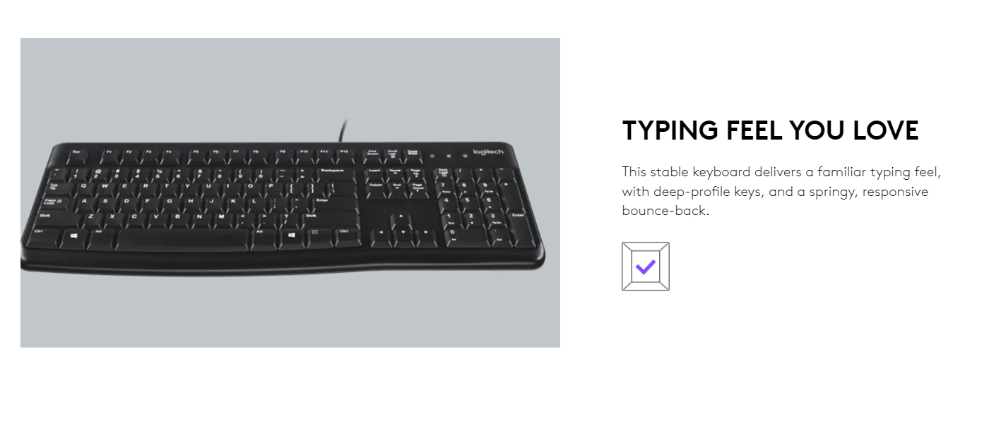 Logitech K120 USB Wired Keyboard | USB Plug-and-Play | Full-Size ...