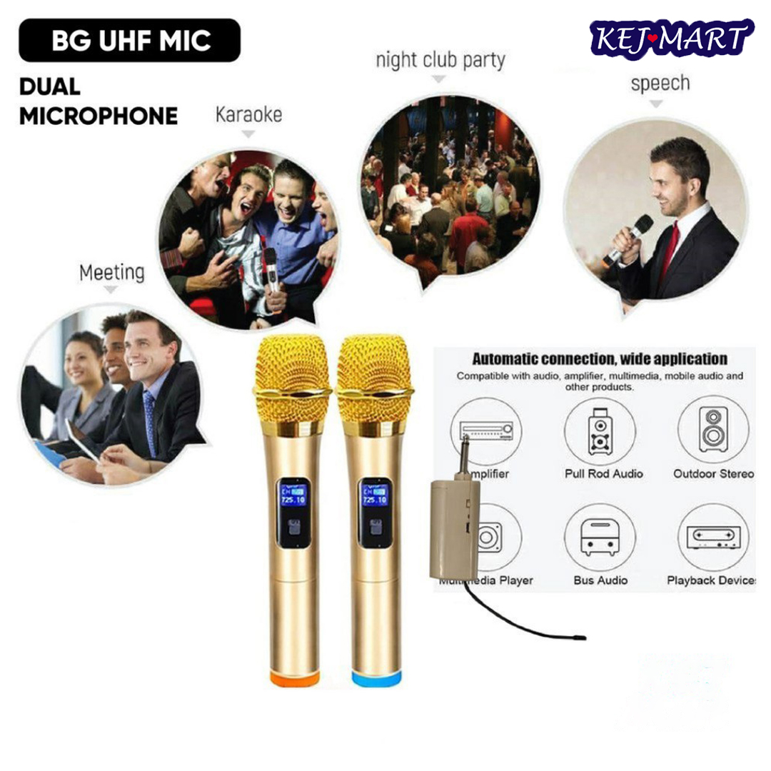 S28 Dual Gold UHF Professional Wireless Microphone with Rechargeable ...