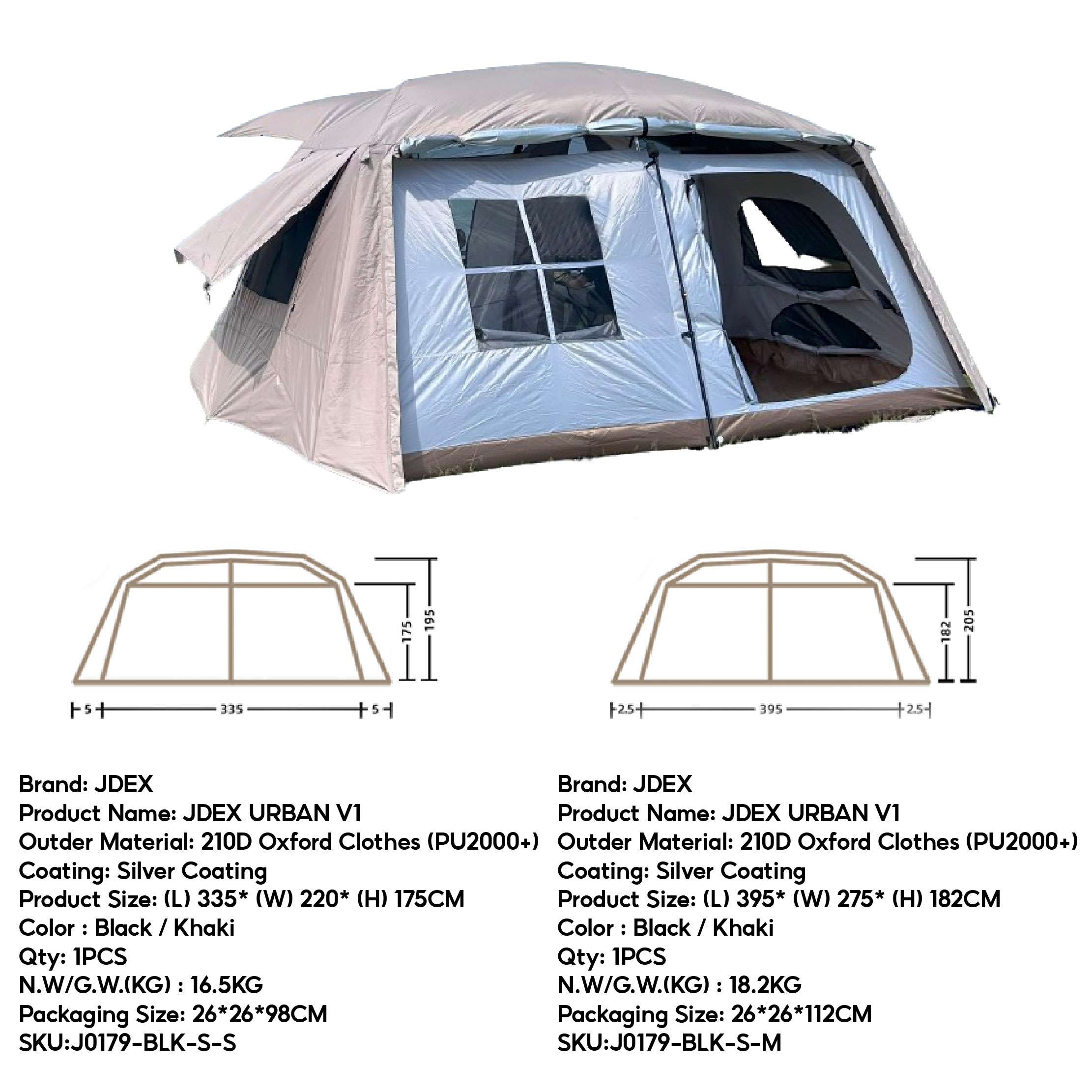 JDEX URBAN V1 Automatic Family Tent Luxury 8 - 12 people Waterproof ...