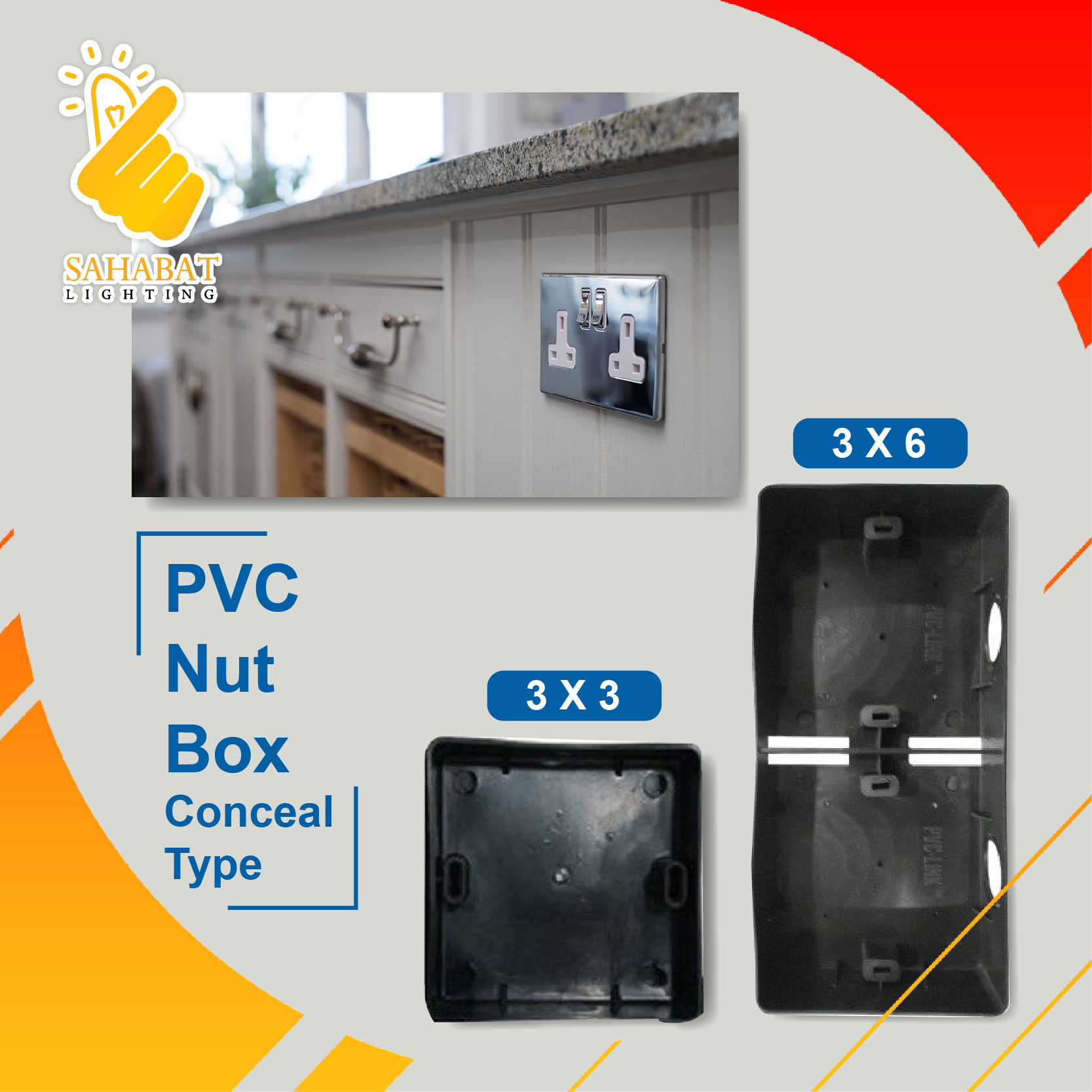 PVC Nut Box Base | Switch Socket Base | Conceal | Surface Type | 3x3 ...