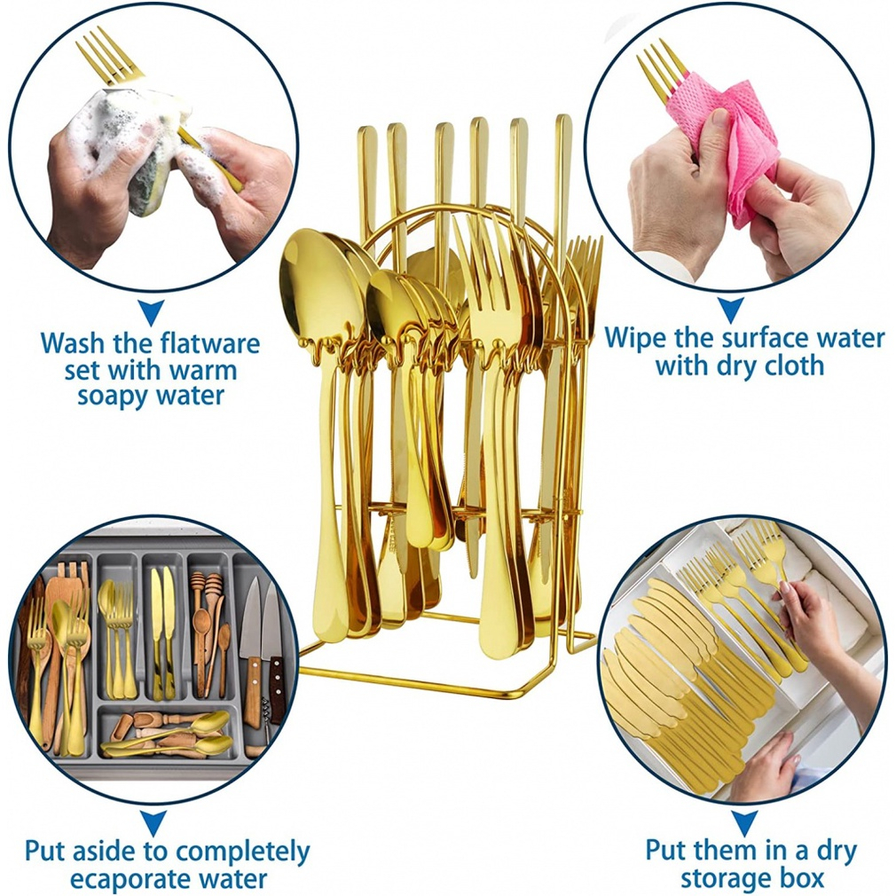 24pcs Spoon Fork Set Stainless Steel Tableware Cutlery Kutleri Sudu ...