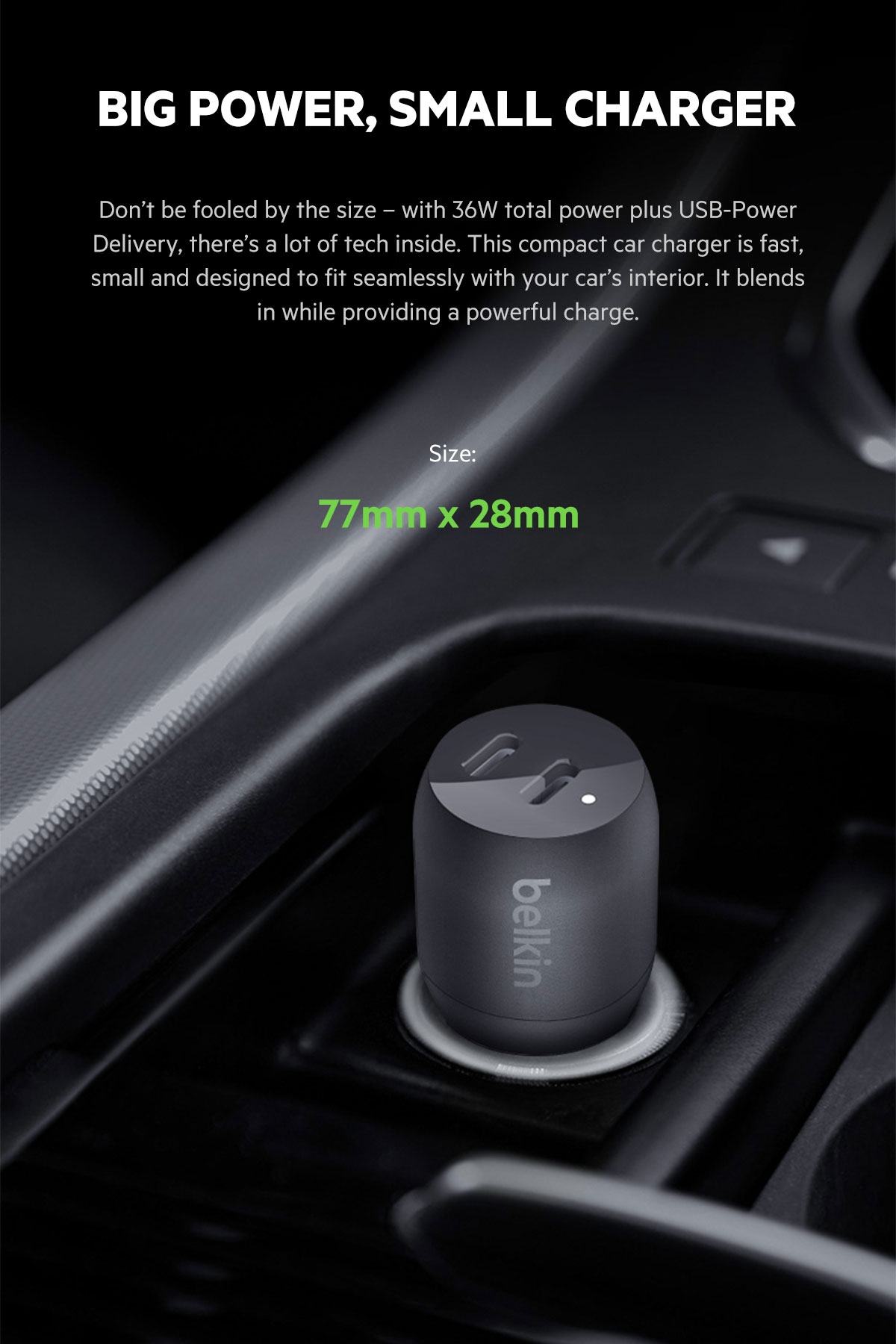 Belin CCB002qcBK BoostCharge Dual USB-C Car Charger 36W | Shopee Malaysia