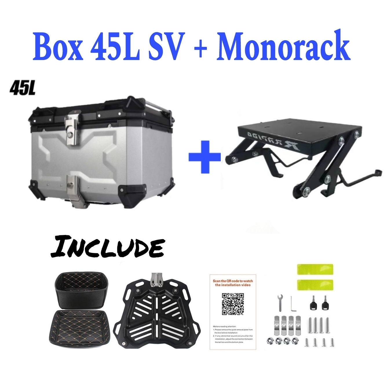 Monorack Adjustable RAPIDO Box Alloy 45L Aluminum Honda ADV160 ADV 160 Accessories Motor Besi ...
