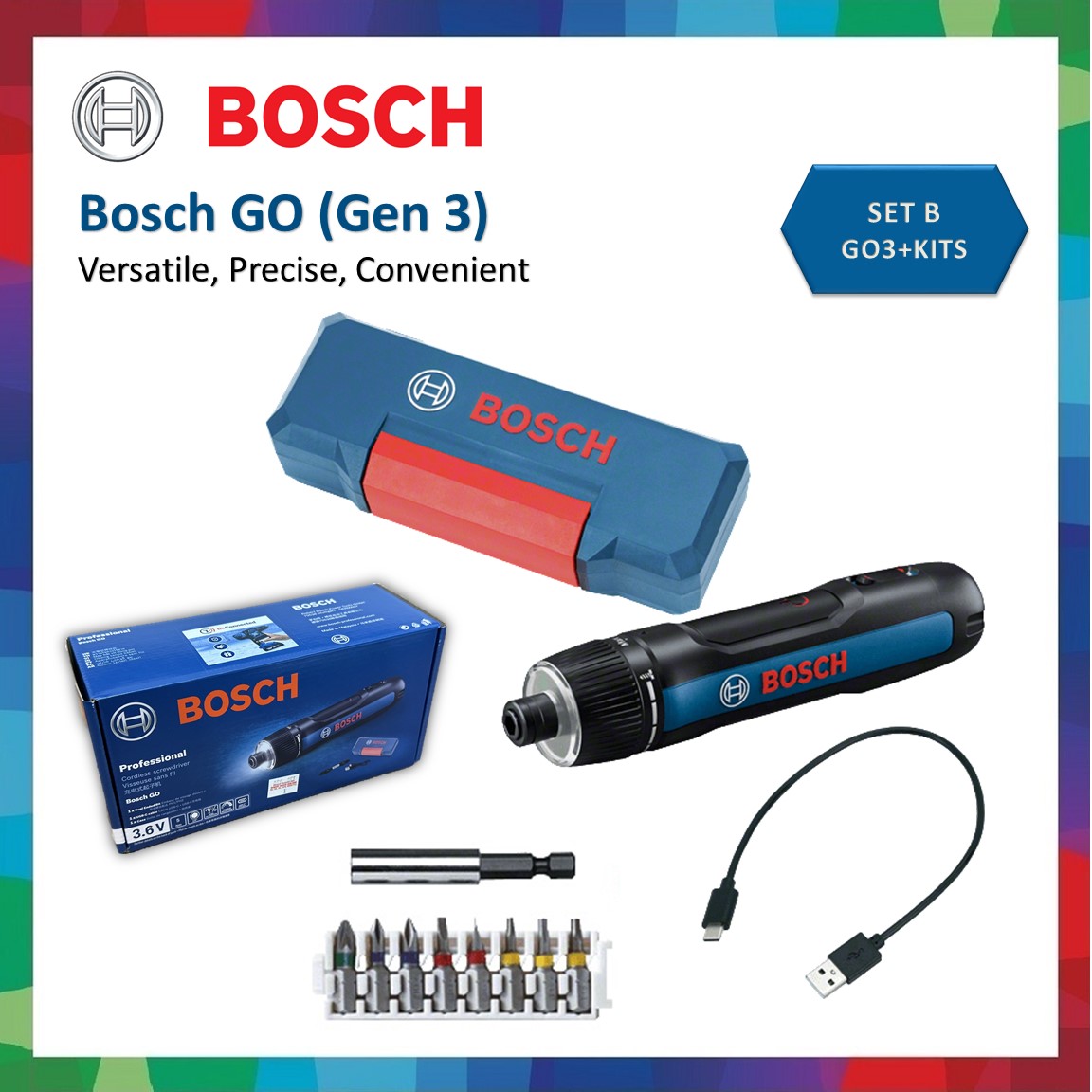 BOSCH GO 3 CORDLESS SCREWDRIVER 3.6V GO3 / Cordless Screw Driver Bateri / Pemutar charge ...