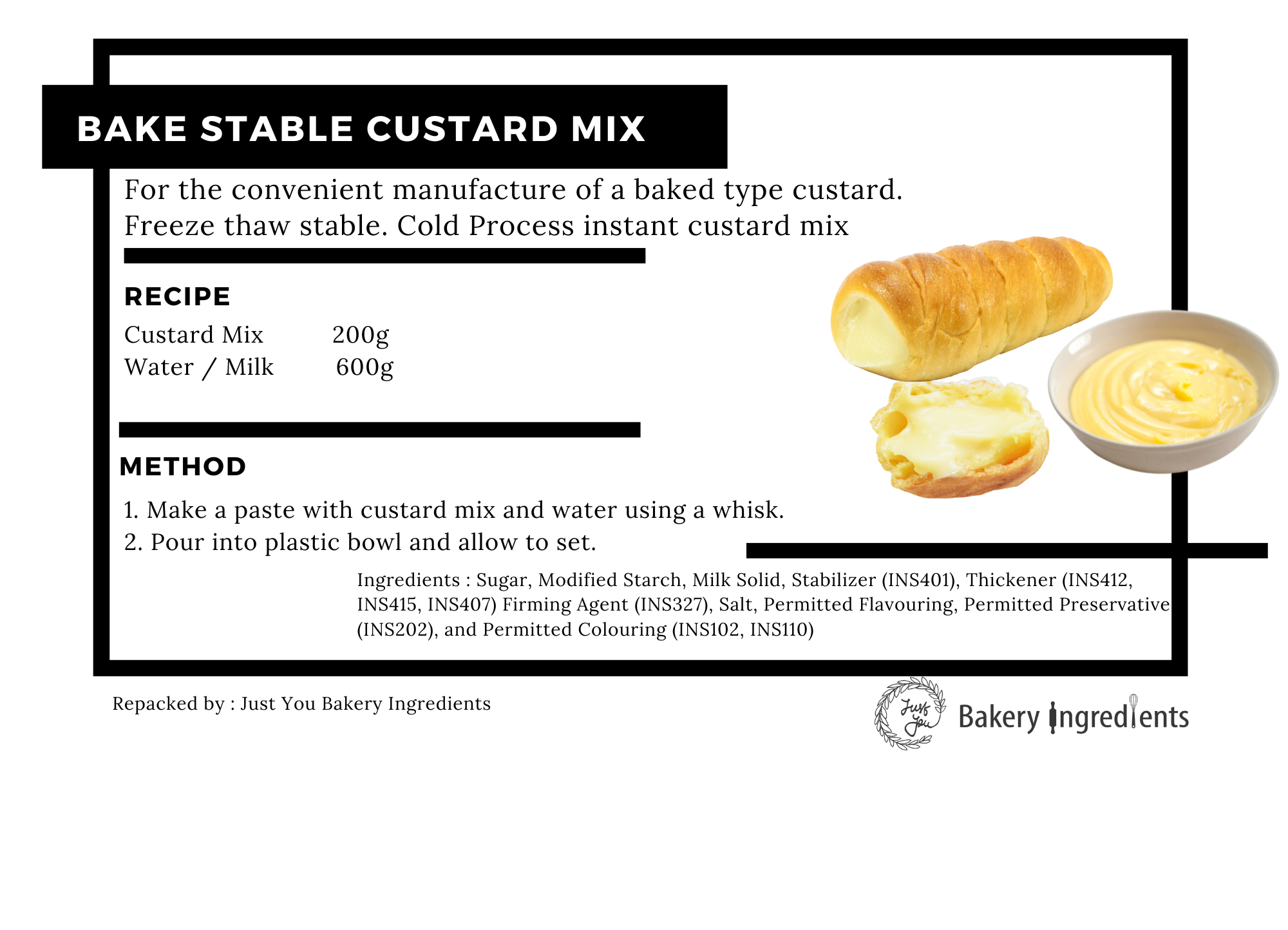 Instant Custard Mix /Baked stable custard /Tepung Kastard Segera/ 即溶蛋黄粉 ...