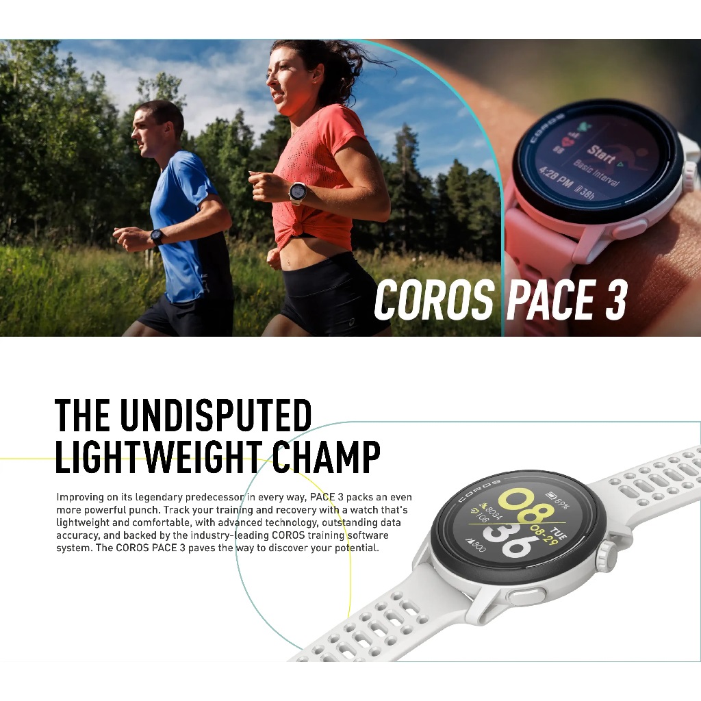 COROS PACE 3 Premium GPS Smart Watch Compass Fitness Heart Rate Monitor ...