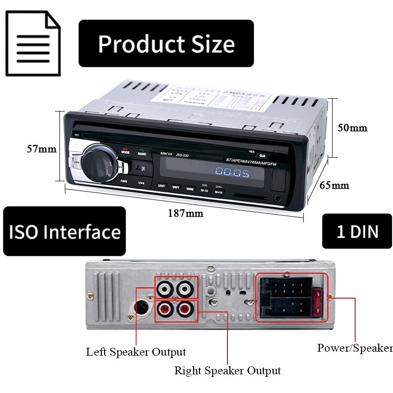 Car radio MP3 Android Auto Player Wireless Carplay 1 Din Stereo FM ...