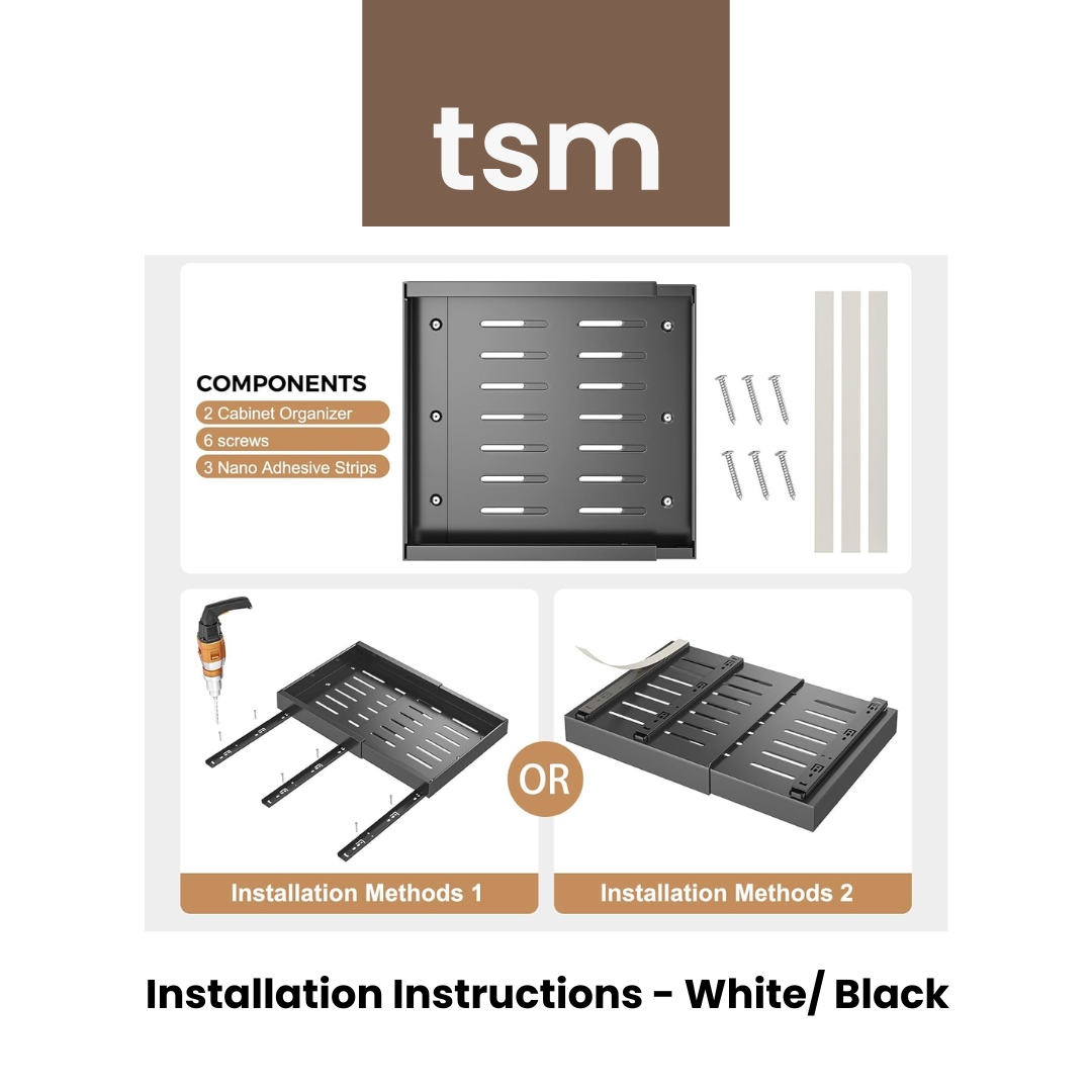 TSM Kitchen Cabinet Pull-Out Drawer | Sliding Dish rack | No Drill ...