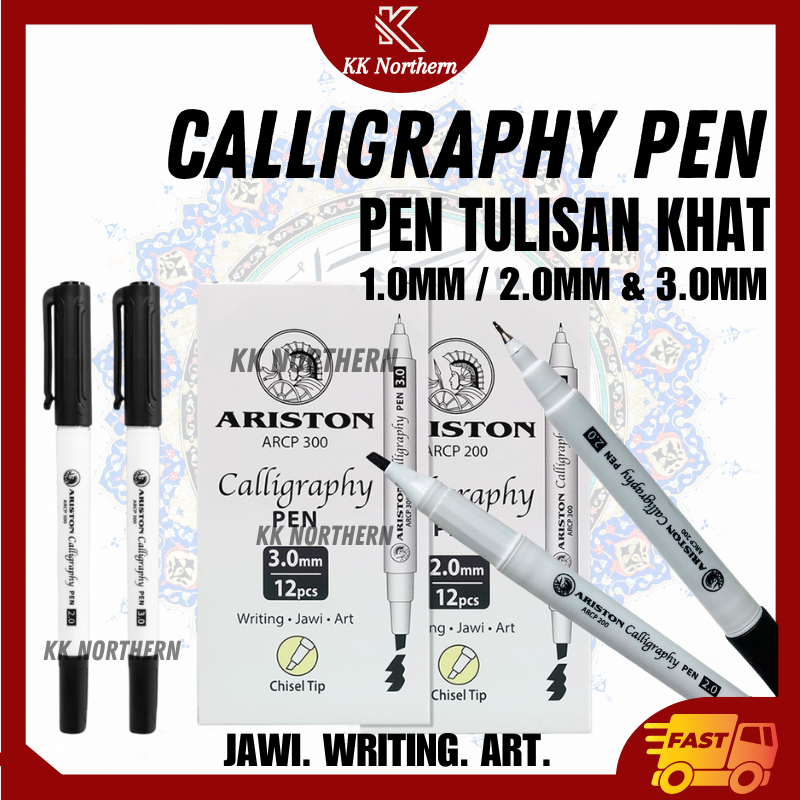 Ariston Calligraphy Pen Black Twin Head Jawi Lettering Pen Tulisan Khat ...