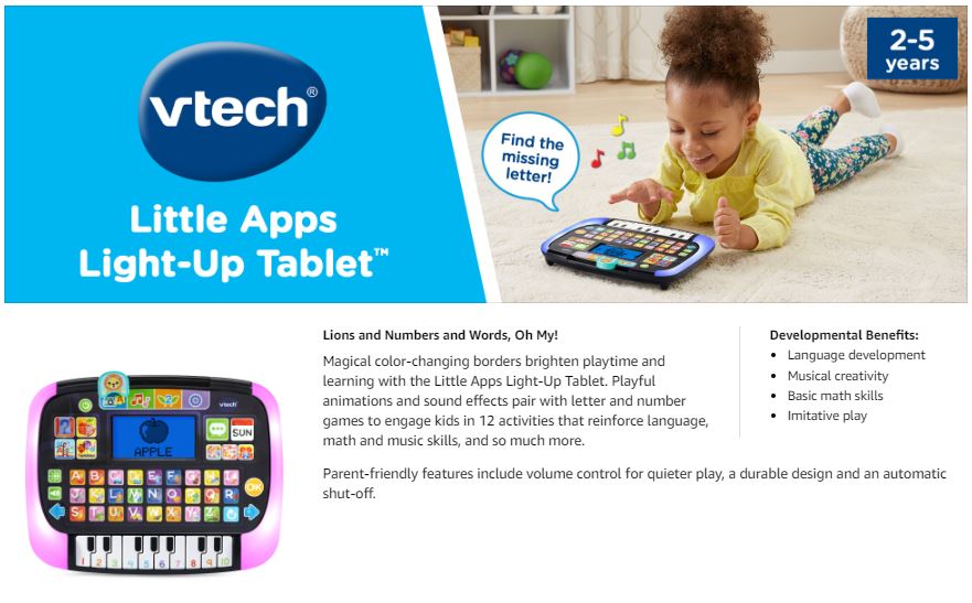 VTech Little Apps Light-up Tablet Kids Learning Toys Letter Math Music ...