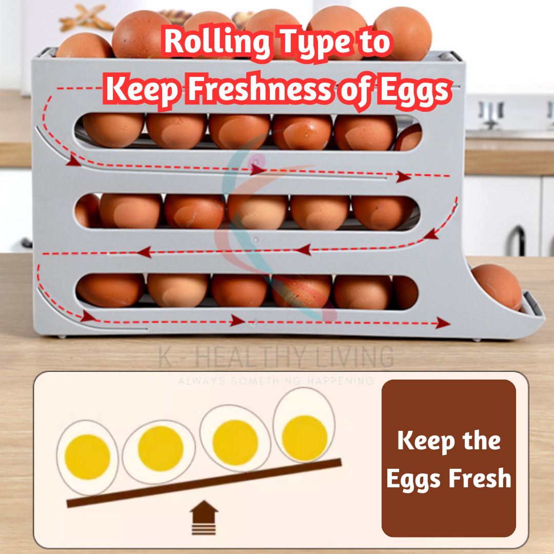 Rules Egg Tray 4 Tier Refrigerator Egg Storage Rack Automatic Rolling ...