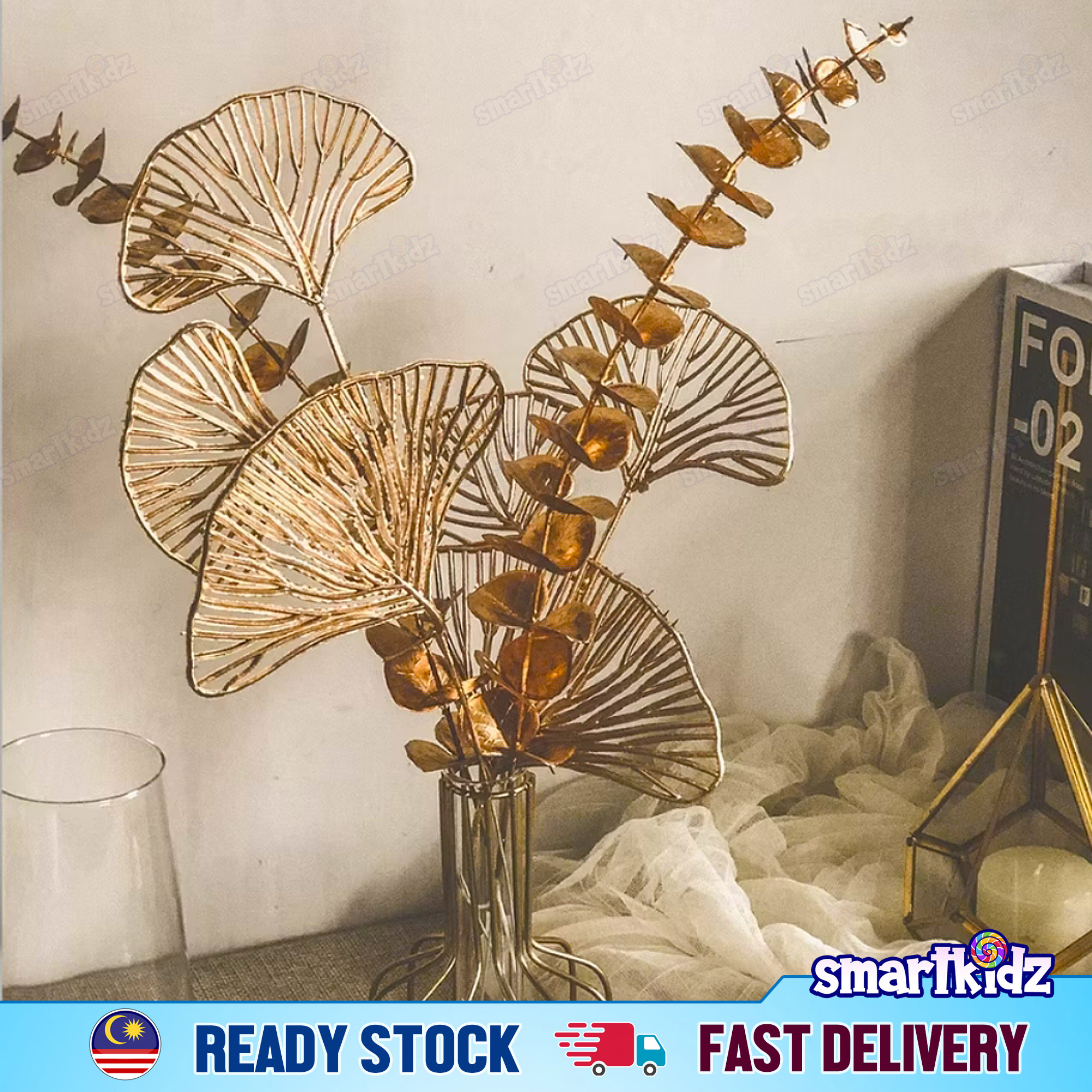 Gold Artificial Leaves & Flower CNY Decor - Lotus Ginkgo Persian ...