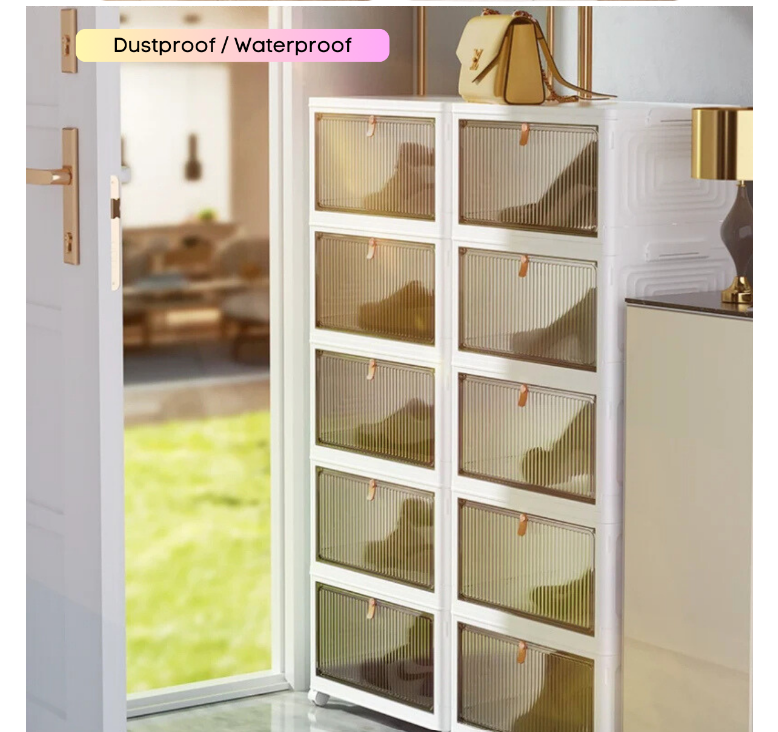Luxury Home 6 Layers Foldable Storage Box Cabinet With Wheels Stackable ...
