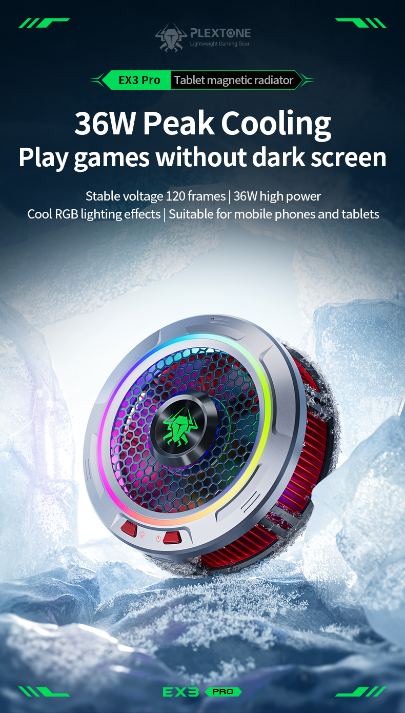 Plextone Ex3 Pro/EX3 Mark II Tablets Gaming Radiator Cooling Fan 36W Overclocking Cooling LED ...